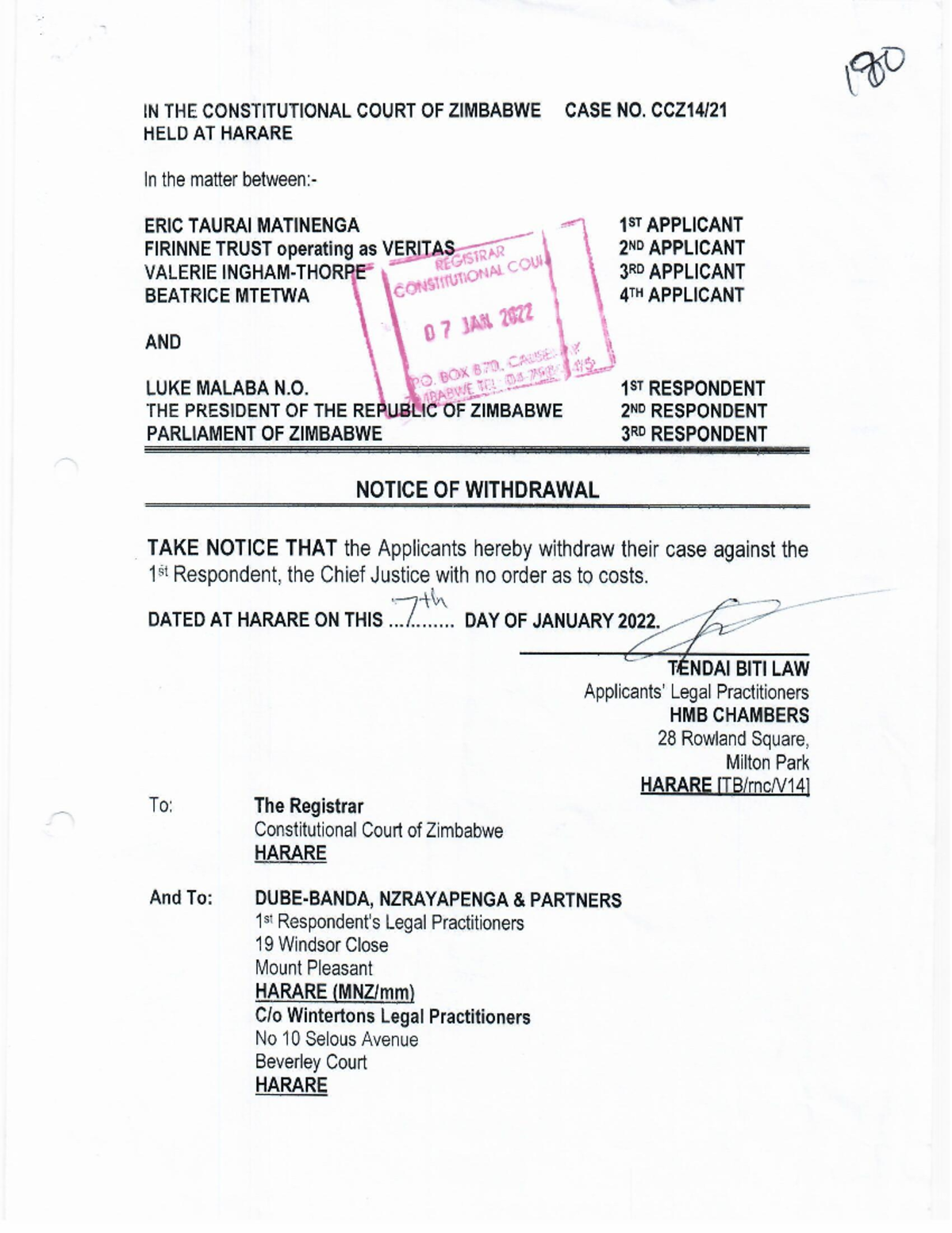 Adv. notice of withdrawal and notice of filing - Criminal procedure ...