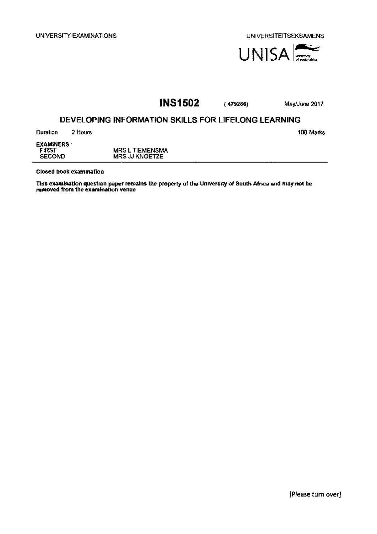 TAM TUTORIAL letter - INS1502 - Studocu