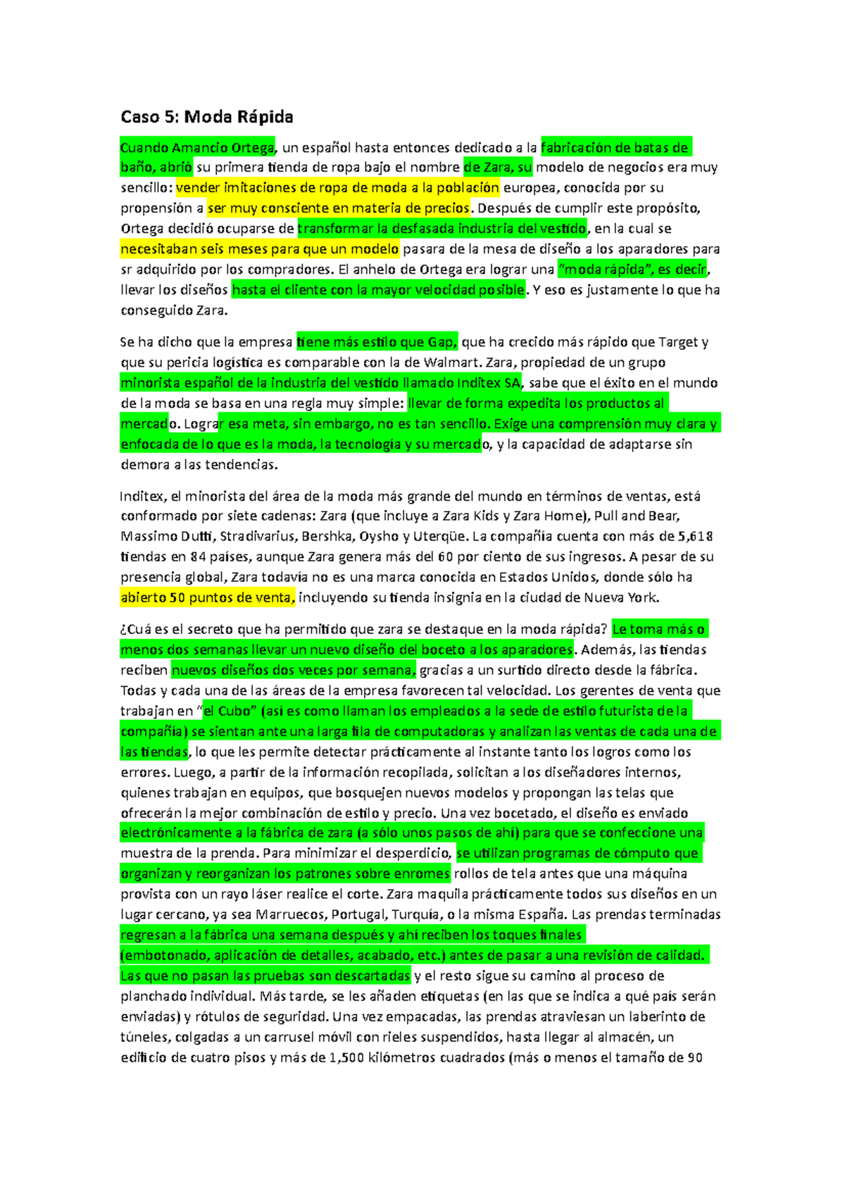 Caso 5 - Moda rápida Zara-1 - Caso 5: Moda Rápida Cuando Amancio Ortega ...