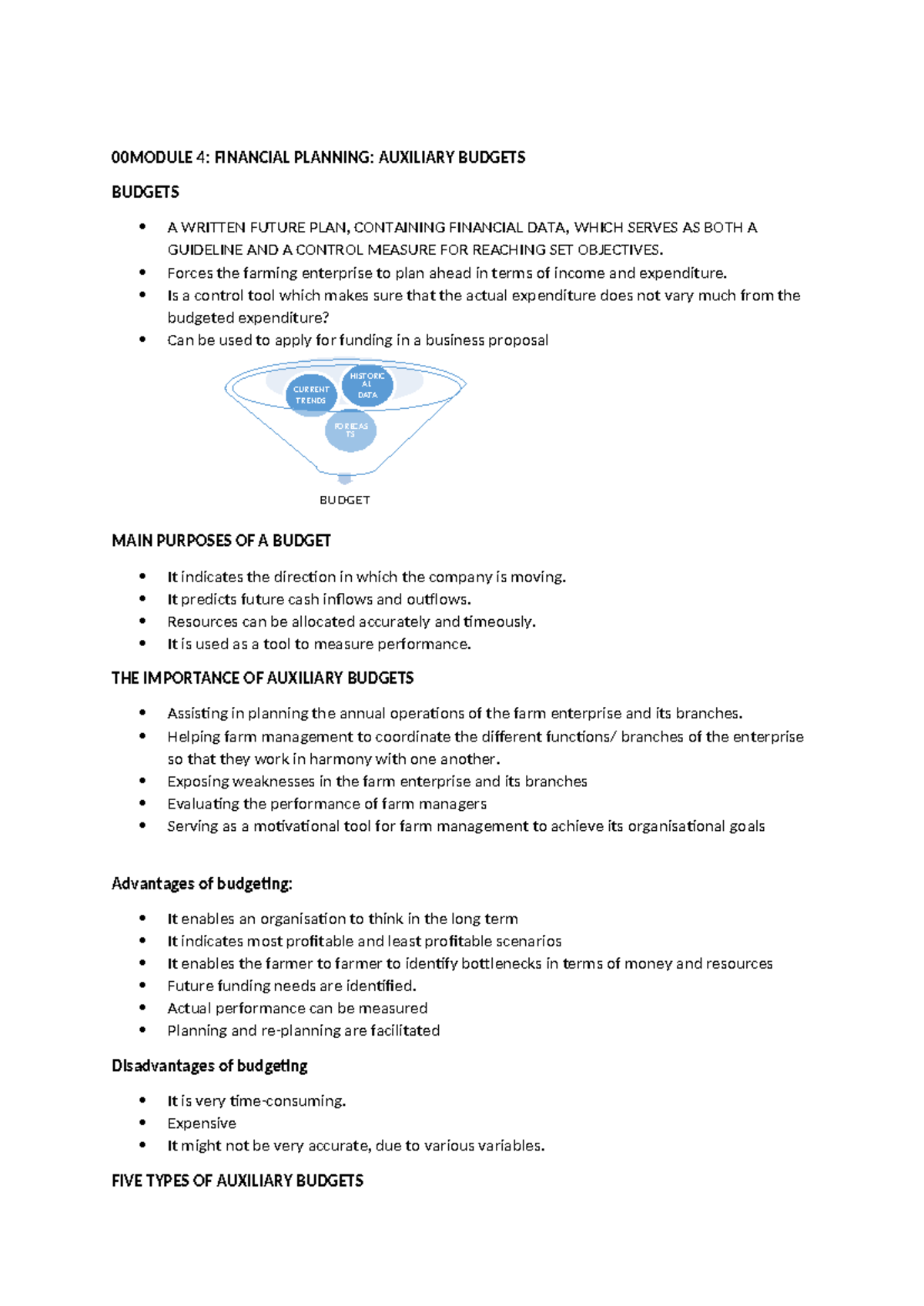 Notes FOR N5 - Very helpful - 00MODULE 4: FINANCIAL PLANNING: AUXILIARY ...