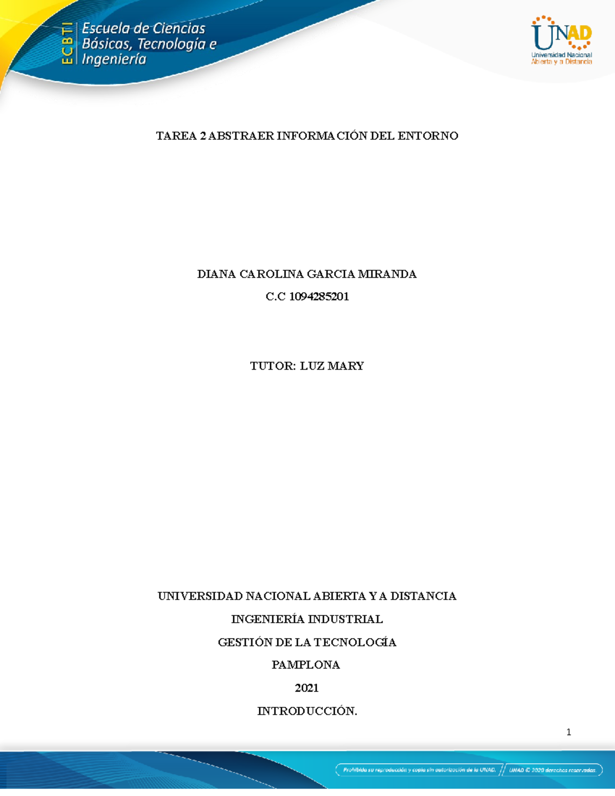 Tarea 2 Abstraer información - TAREA 2 ABSTRAER INFORMACIÓN DEL ENTORNO ...