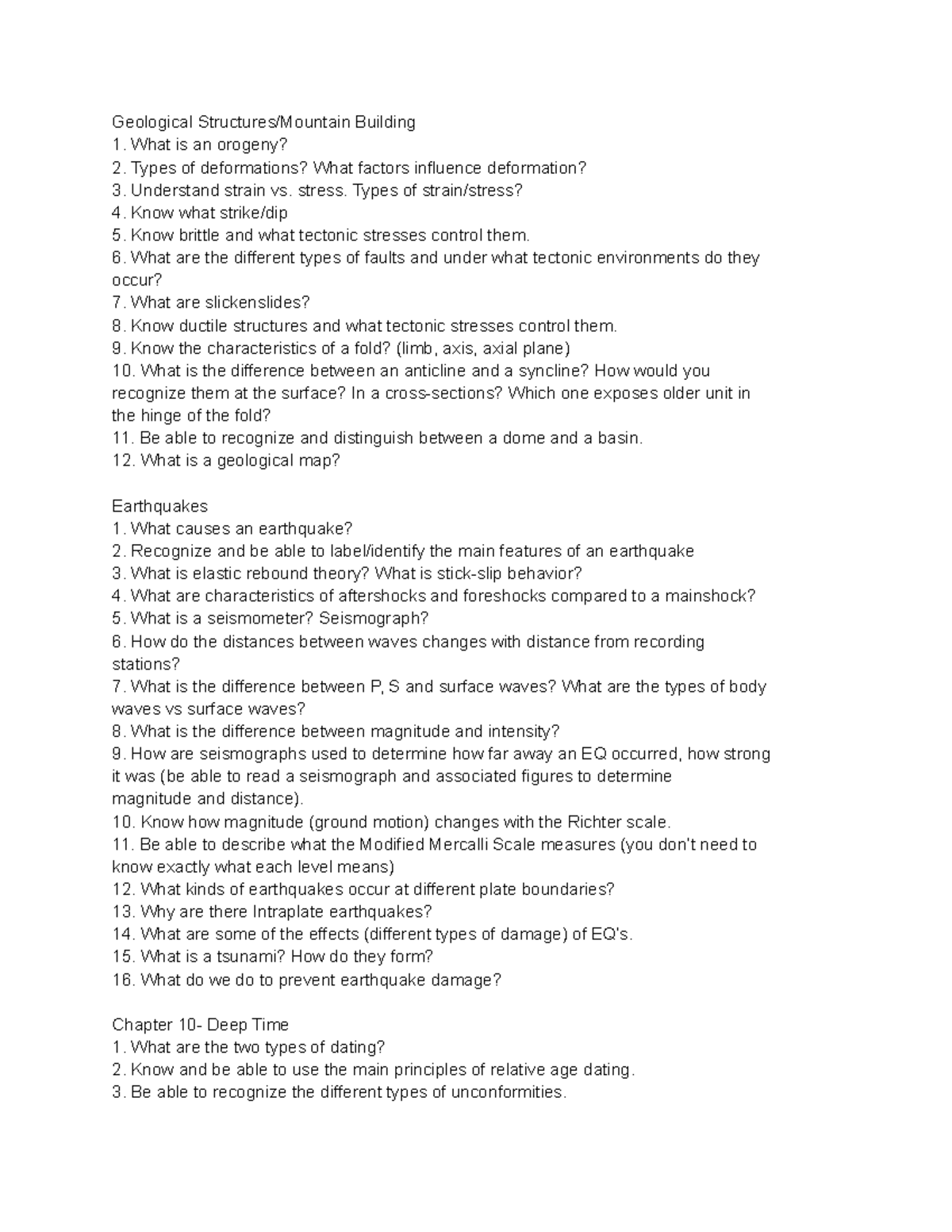 Geology study guide - Geological Structures/Mountain Building What is ...