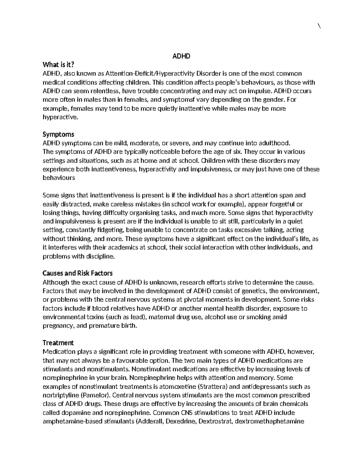 ADHD - summary of ADHD - \ ADHD What is it? ADHD, also known as ...