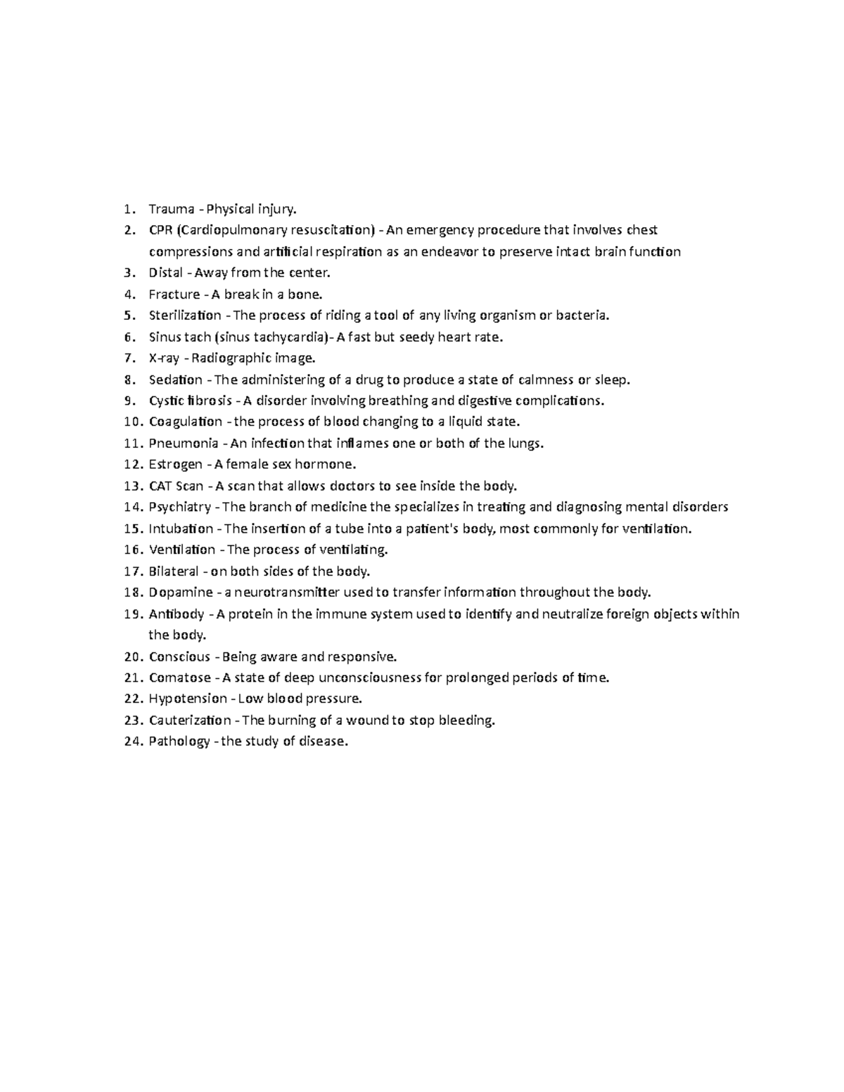 Medical Terminology, Words and Definitions - Trauma - Physical injury ...