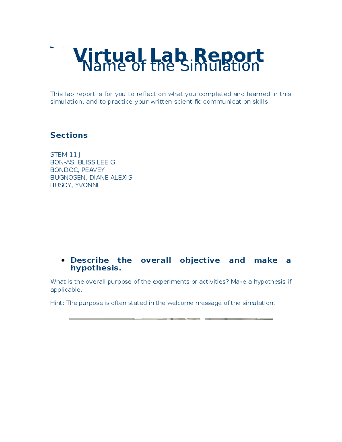 Stoichiometry Lab Report TO BE ABLE TO UNDERSTAND IR. - Virtual Lab ...