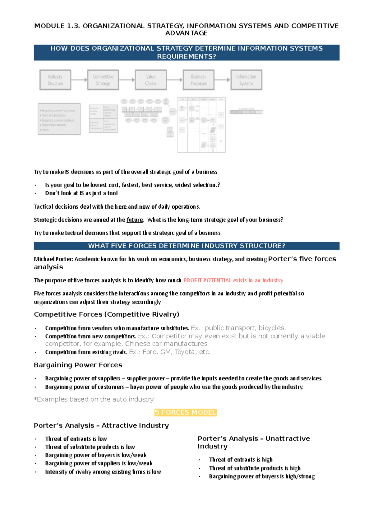 Module 1.3 docx - notes from class - ADVANTAGE HOW DOES ORGANIZATIONAL ...
