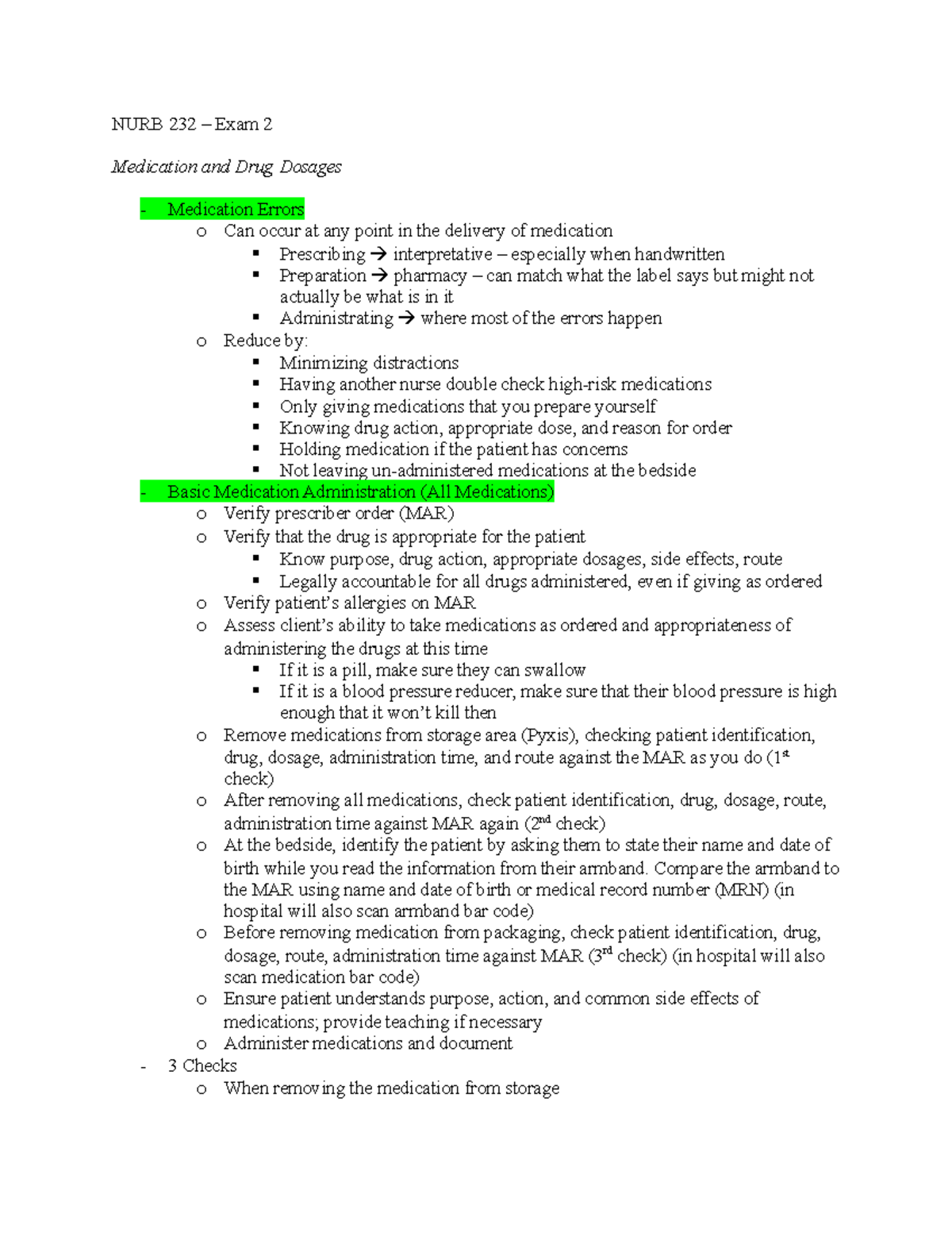 NURB 232 - Exam 2 - Study Guide - Study Guide - Study Guide - NURB 232 ...
