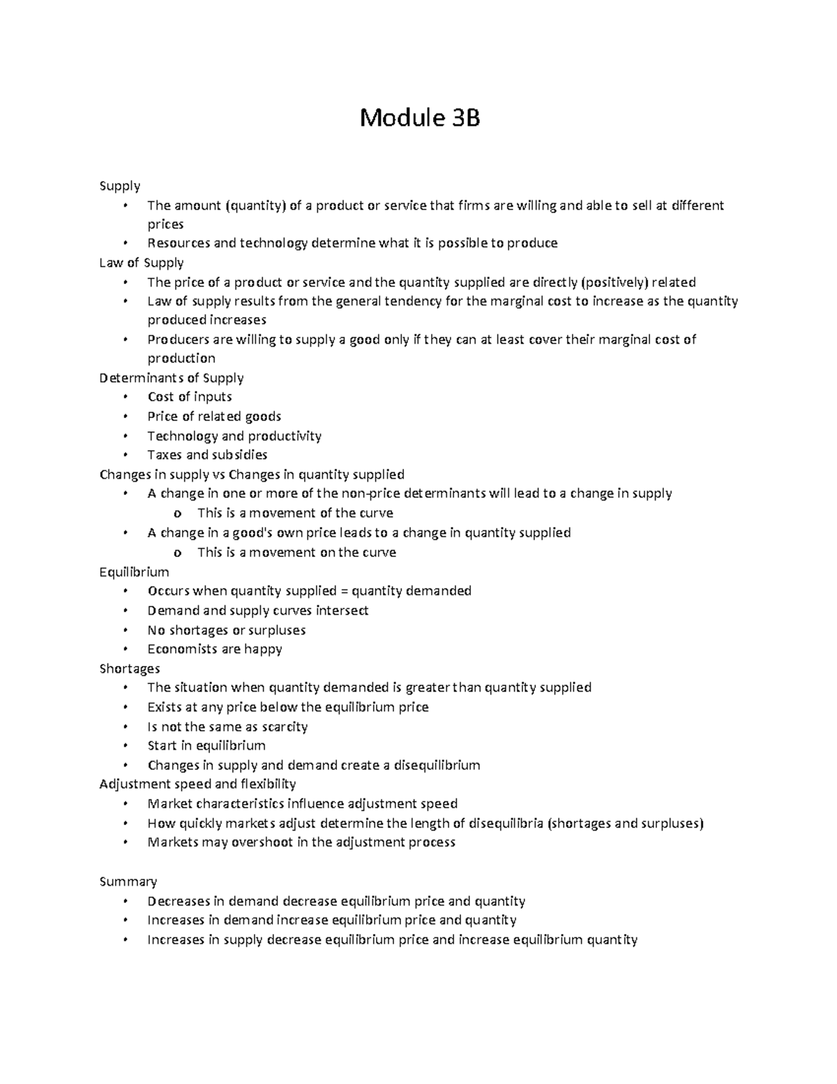 Econ Unit 3B at Indiana University - Module 3B Supply • The amount ...