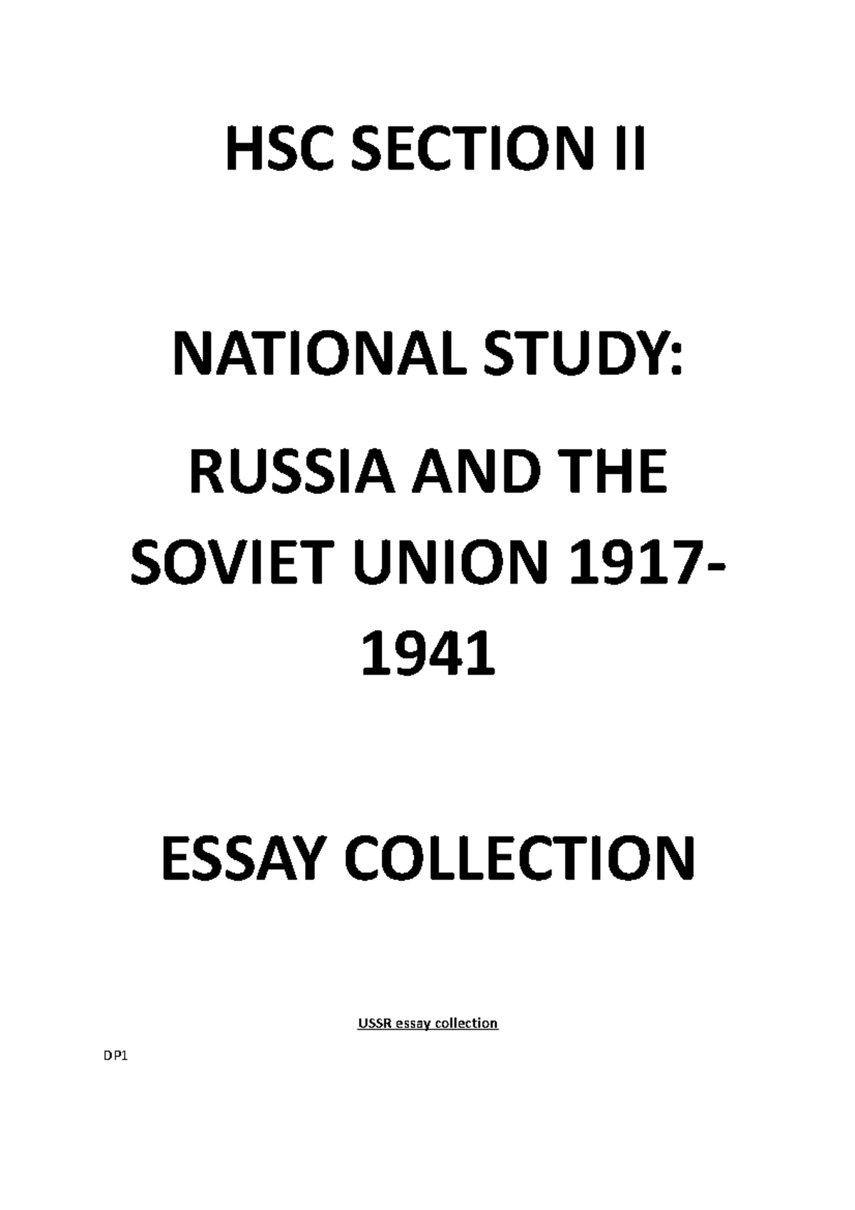 Section II USSR essay collection - HSC SECTION II NATIONAL STUDY ...