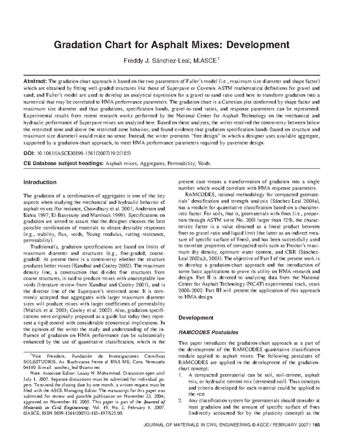 Gradation Chart for Asphalt Mixes Development - Sánchez-Leal, M 1 ...