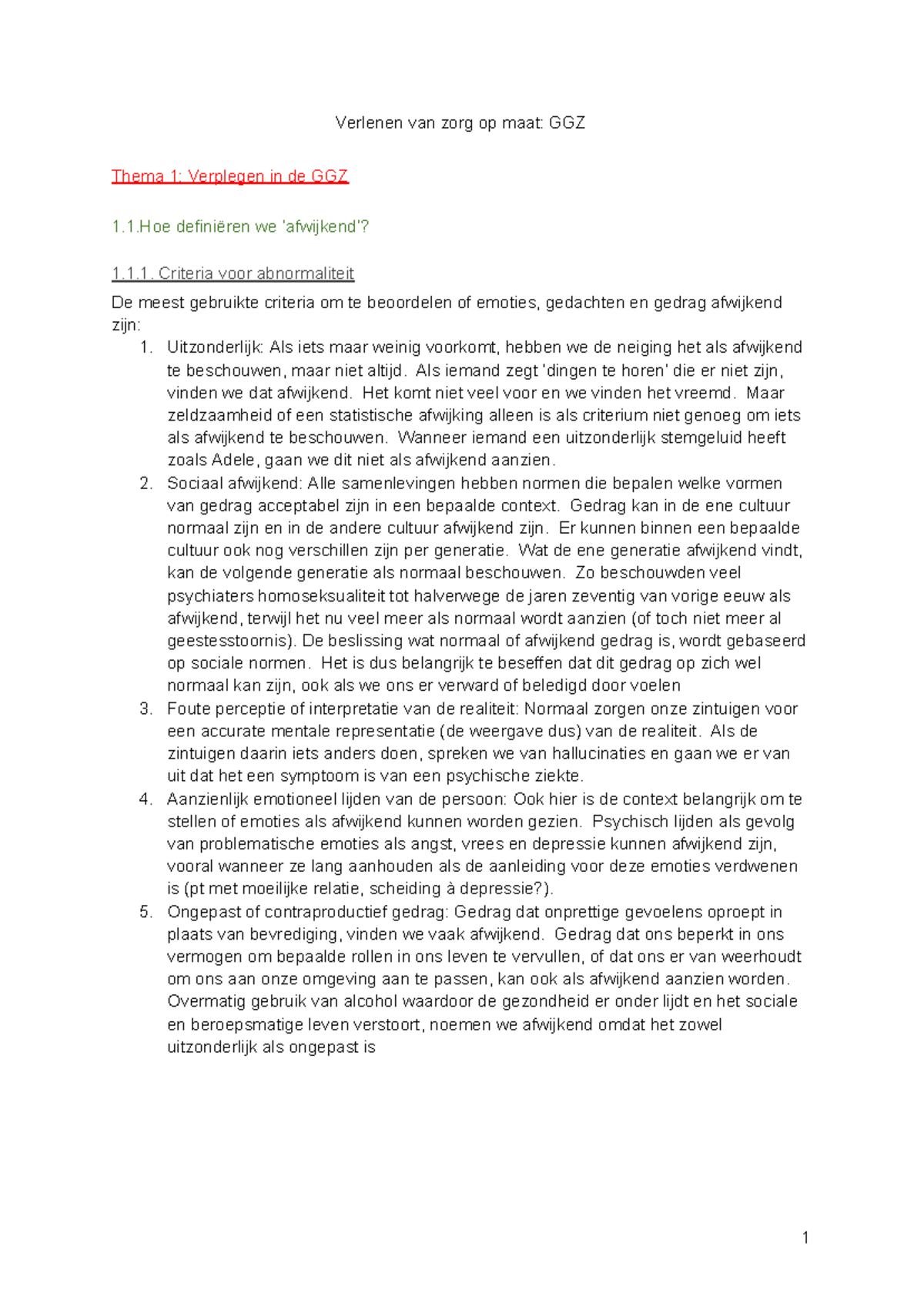 Verlenen van zorg op maat GGZ - Google Documenten - Verlenen van zorg ...