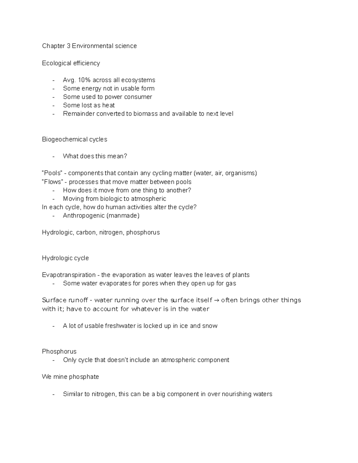Studoc envr ch 3 - Chapter 3 Environmental science Ecological ...