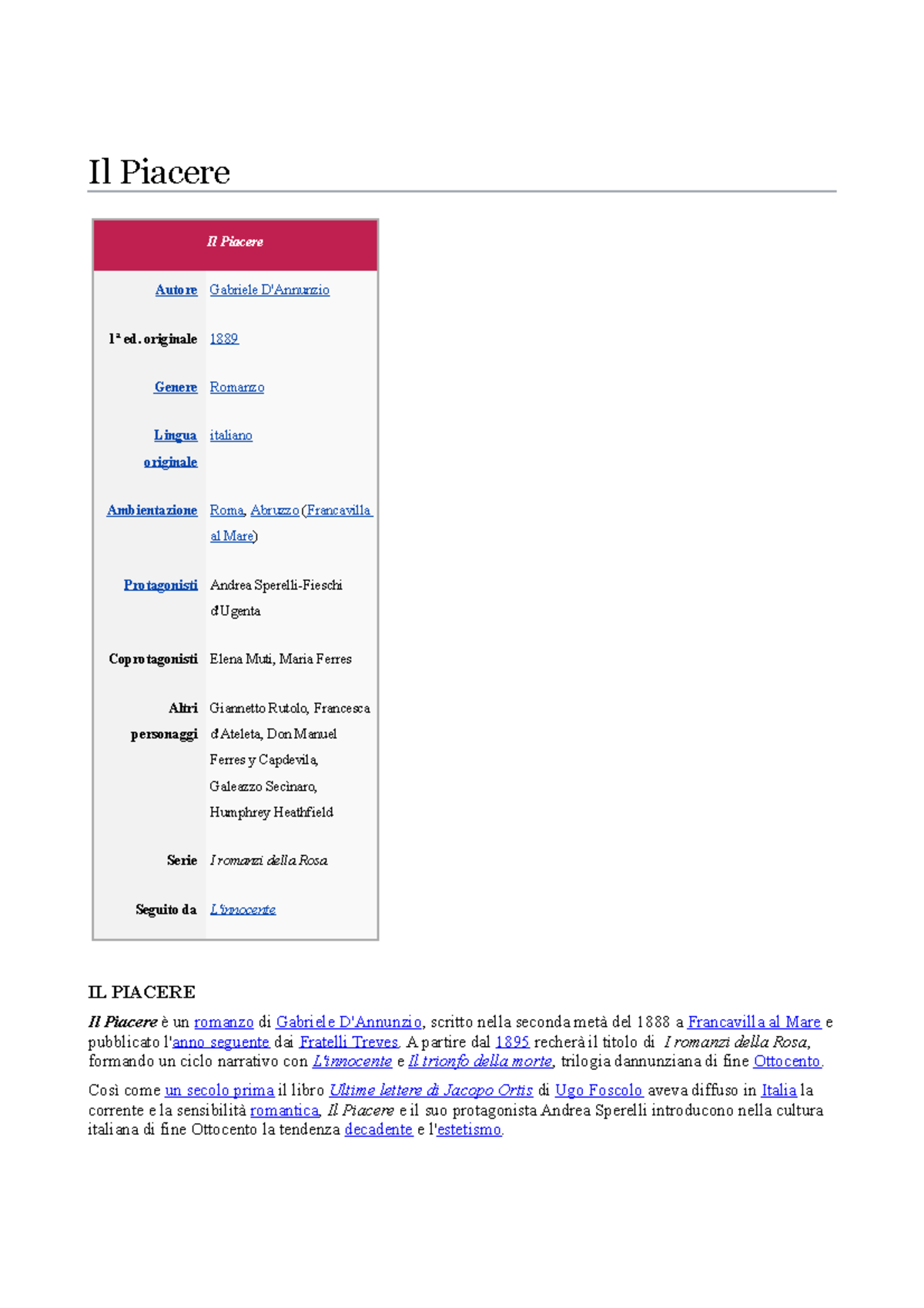Il Piacere - Gabriele d'annunzio - Il Piacere Il Piacere Autore ...