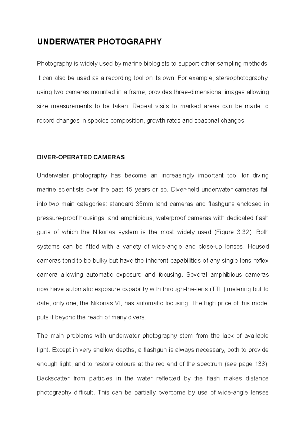 Lecture Notes Underwater Photography - UNDERWATER PHOTOGRAPHY ...