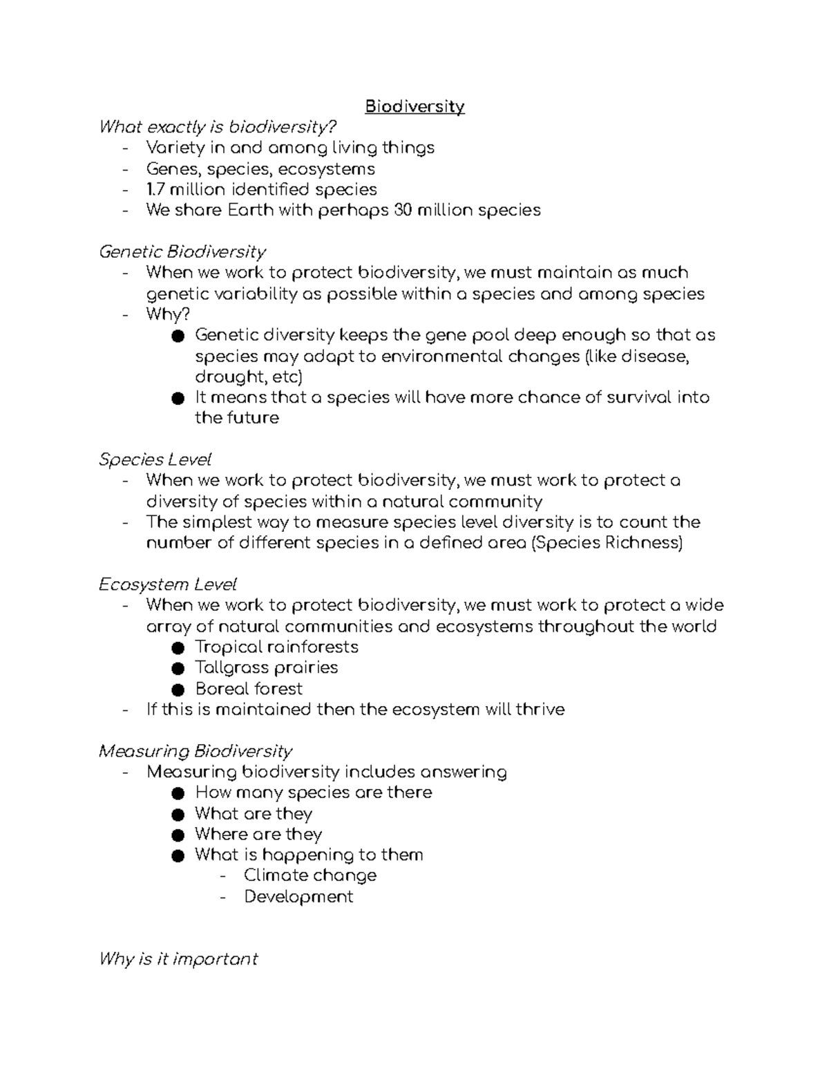 Biodiversity - Studocu