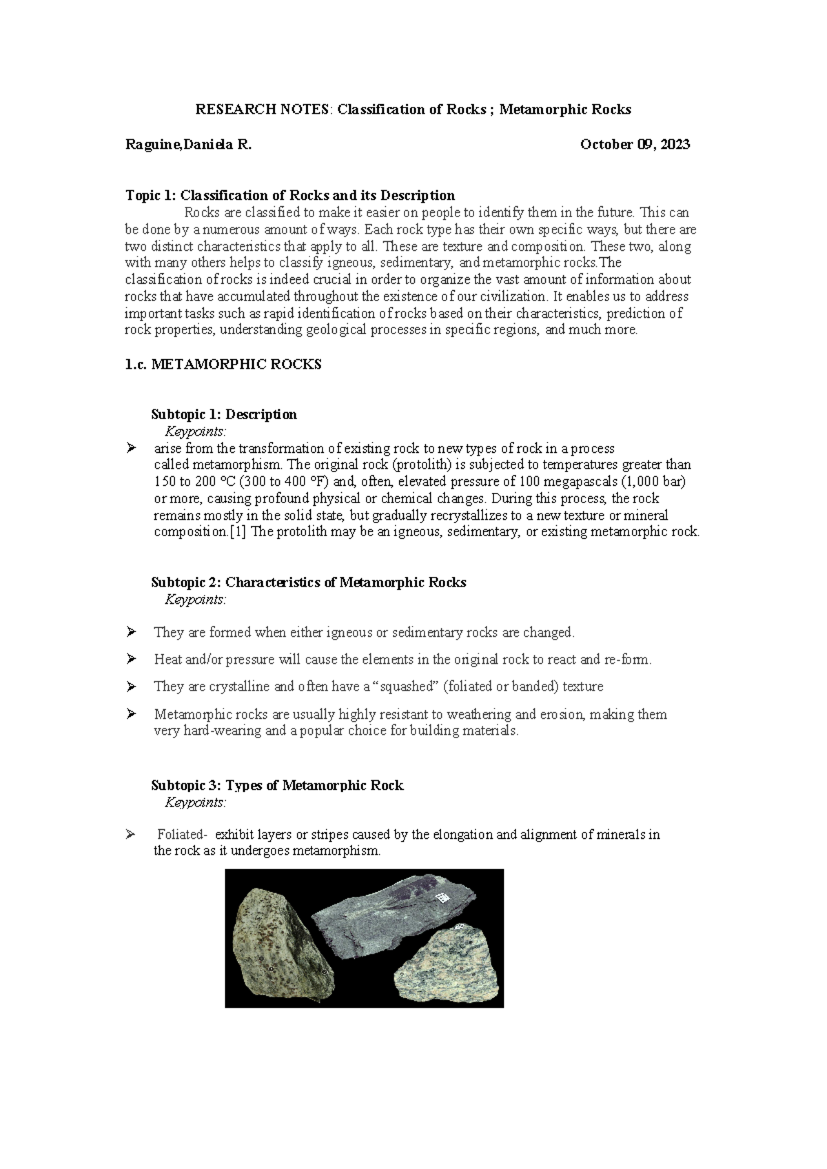 1-c to 2.1-a - geology reporting - RESEARCH NOTES: Classification of ...