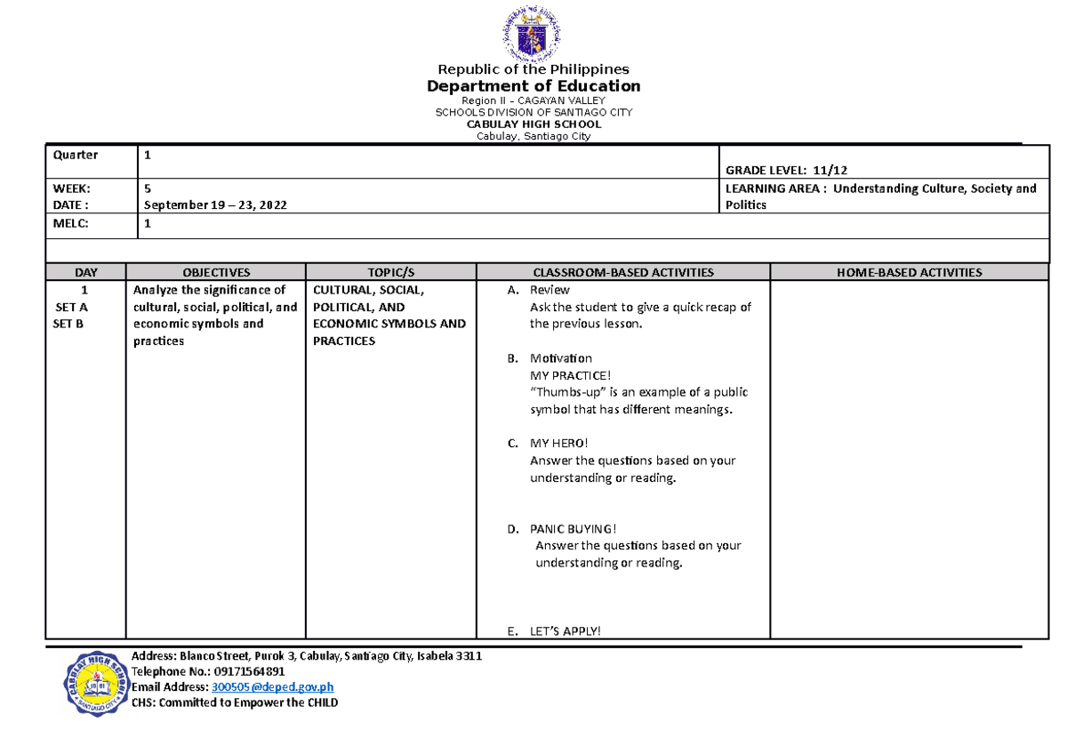 Week 5 - asdsad - Republic of the Philippines Department of Education ...