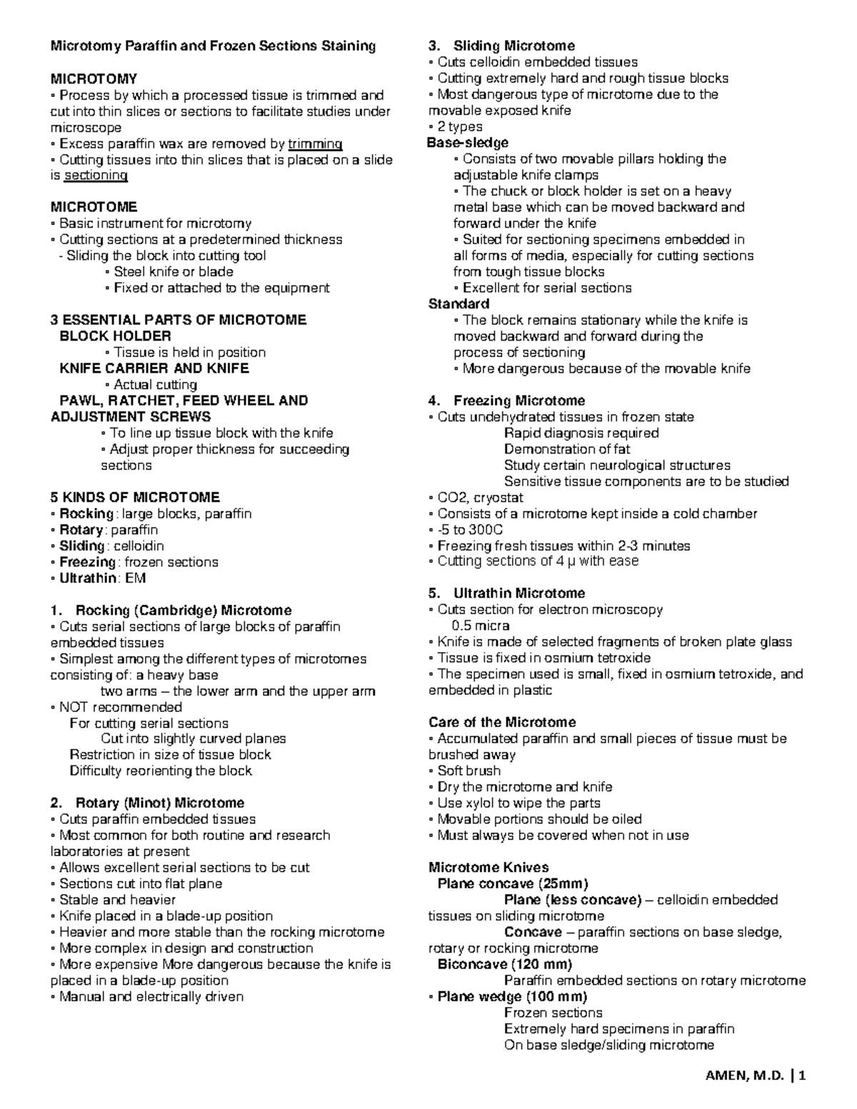 Microtomy-HP - summaries - Microtomy Paraffin and Frozen Sections ...