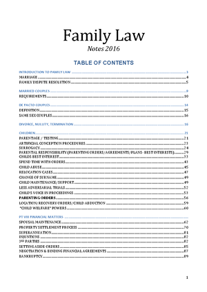 Family LAW - EXAM Notes ( Revised - Final) - CONTENTS TOPIC 1 ...