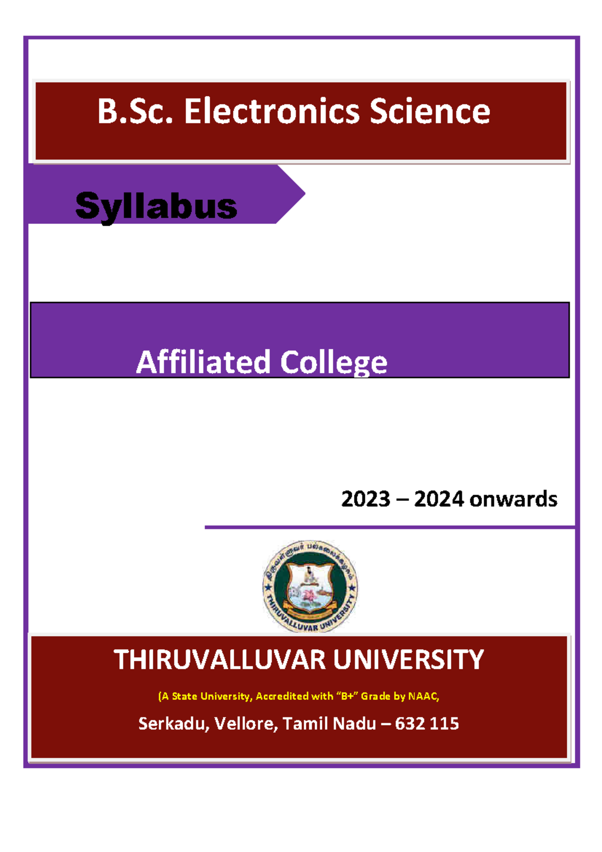 B Sc Electronics Science TVU 2023 24 I Semester 07 - Affiliated College ...