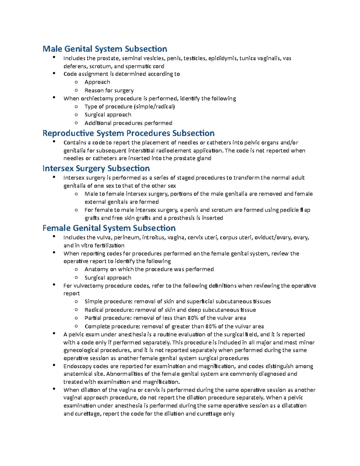 Chapter 16 CPT Surgery V - Male Genital System Subsection Includes the ...