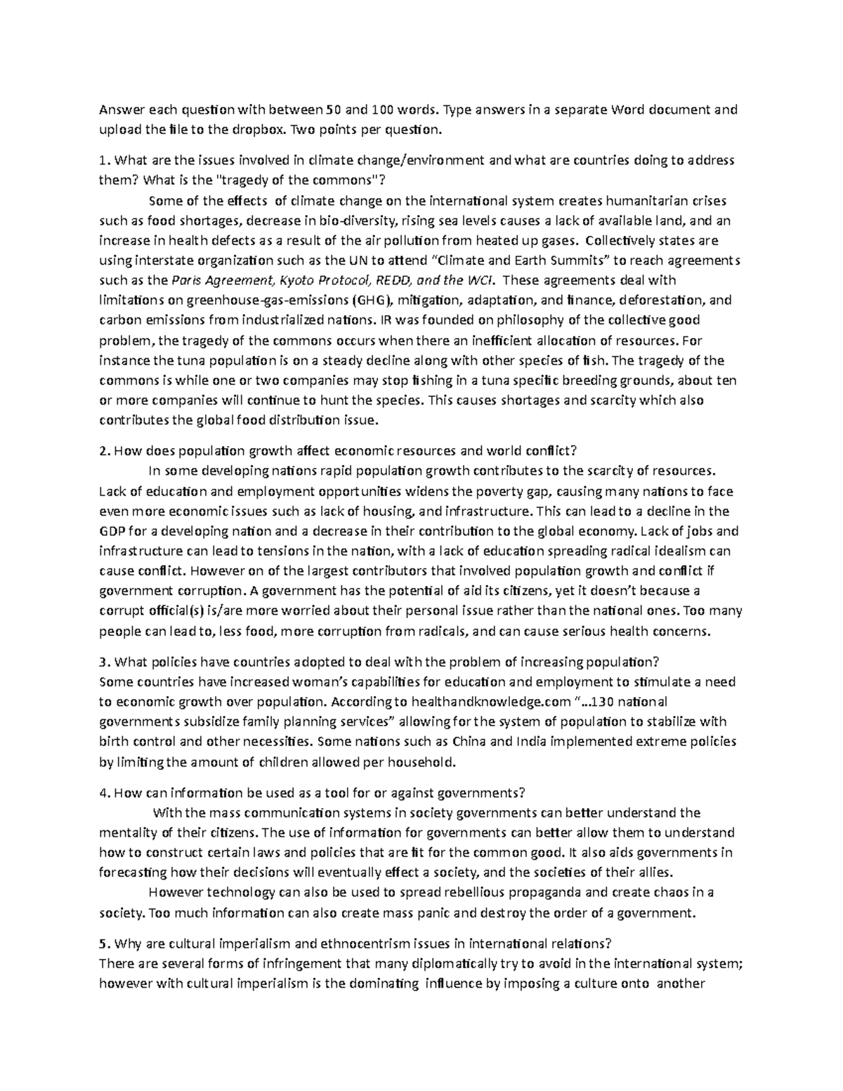 Unit 8 Assignment 8 - Grade: A - Answer each question with between 50 ...
