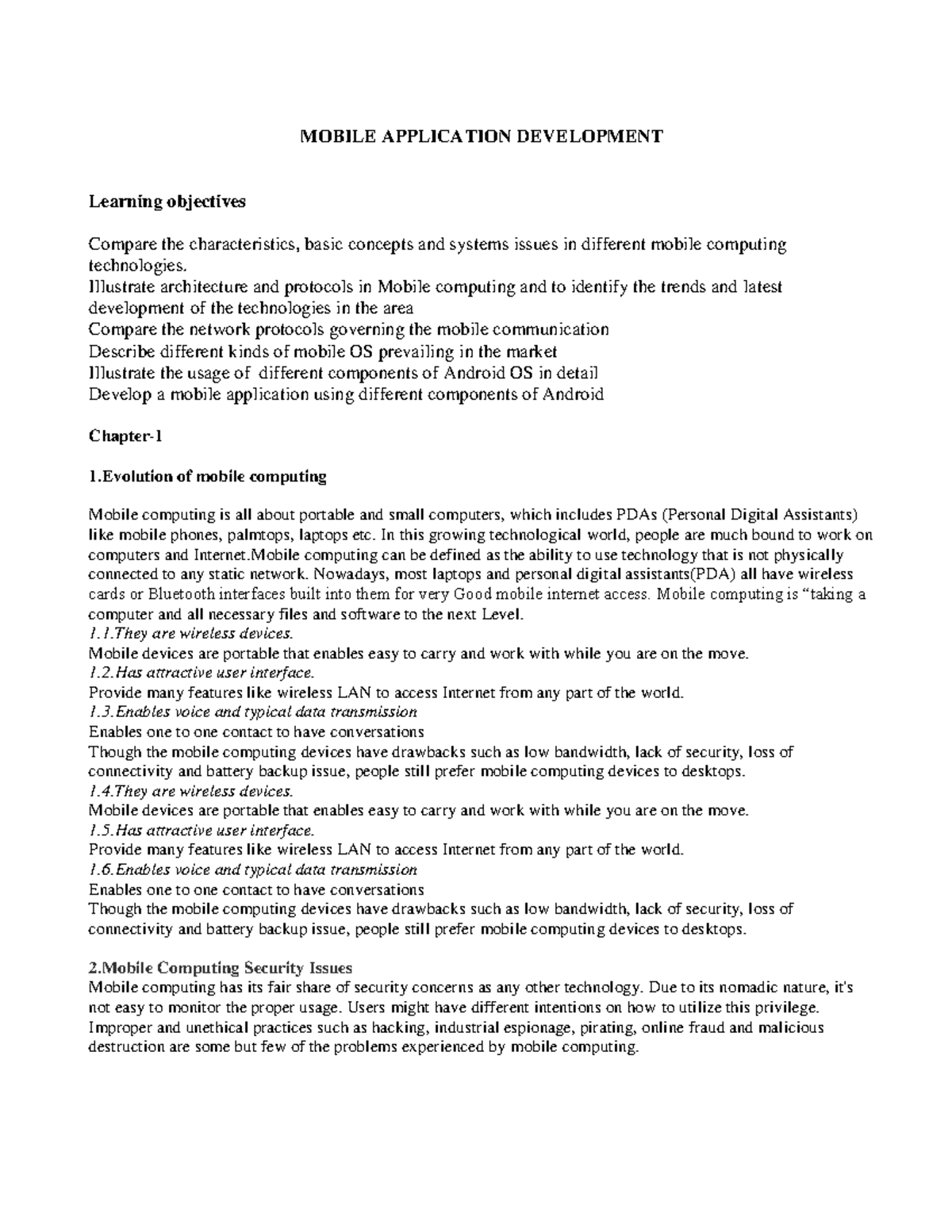 N5e4ce51c2f80f - Its lecture notes - MOBILE APPLICATION DEVELOPMENT ...