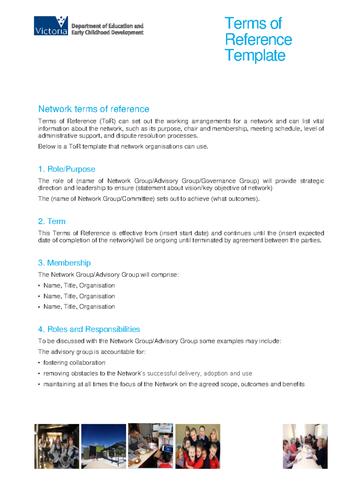 Term of Reference Template (To R) - Terms of Reference Template Network ...
