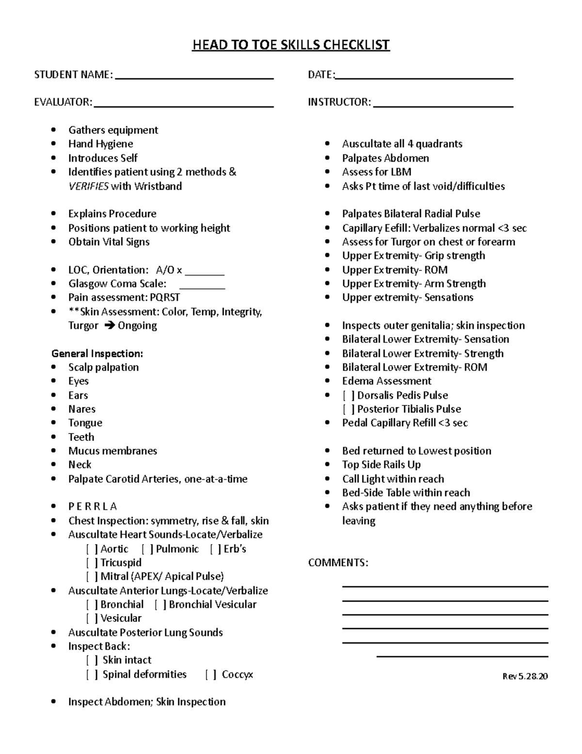 00 Head-Toe 5.2020 - Head to Toe asses. sheet - HEAD TO TOE SKILLS ...