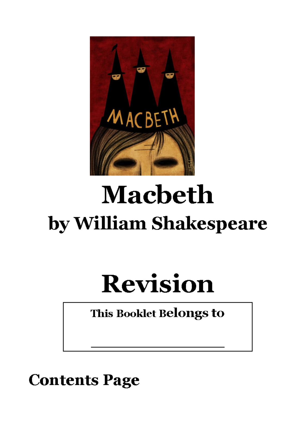 Macbeth Revision Booklet - Macbeth by William Shakespeare Revision This ...