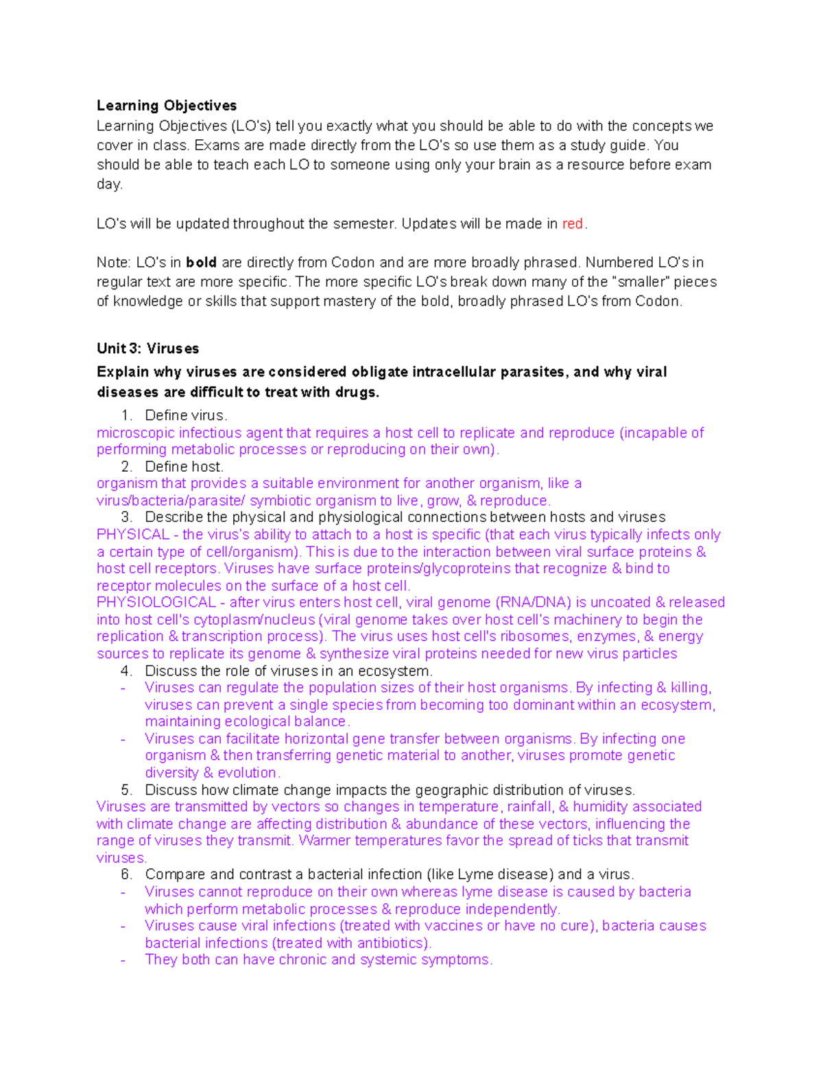 Copy of Learning Objectives Unit 3 - Learning Objectives Learning ...