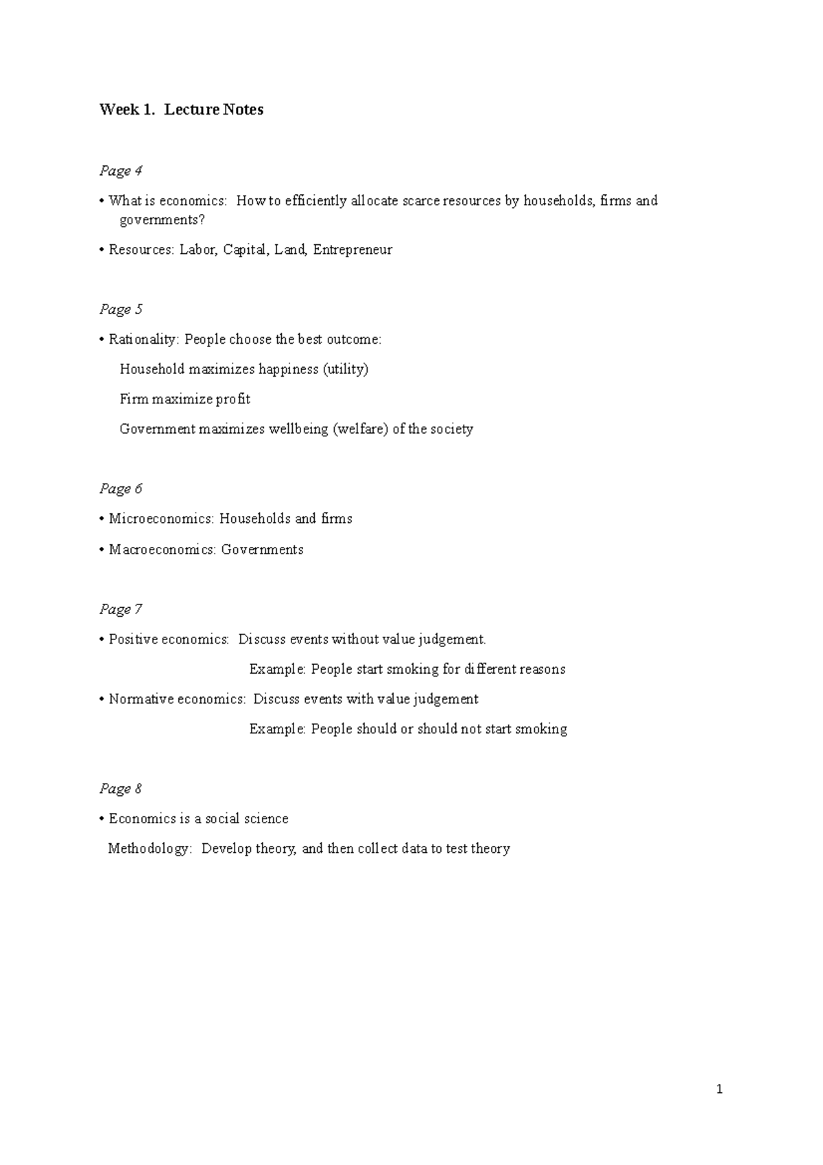 Week 1.Lecture Note - class notes - Week 1. Lecture Notes Page 4 What ...