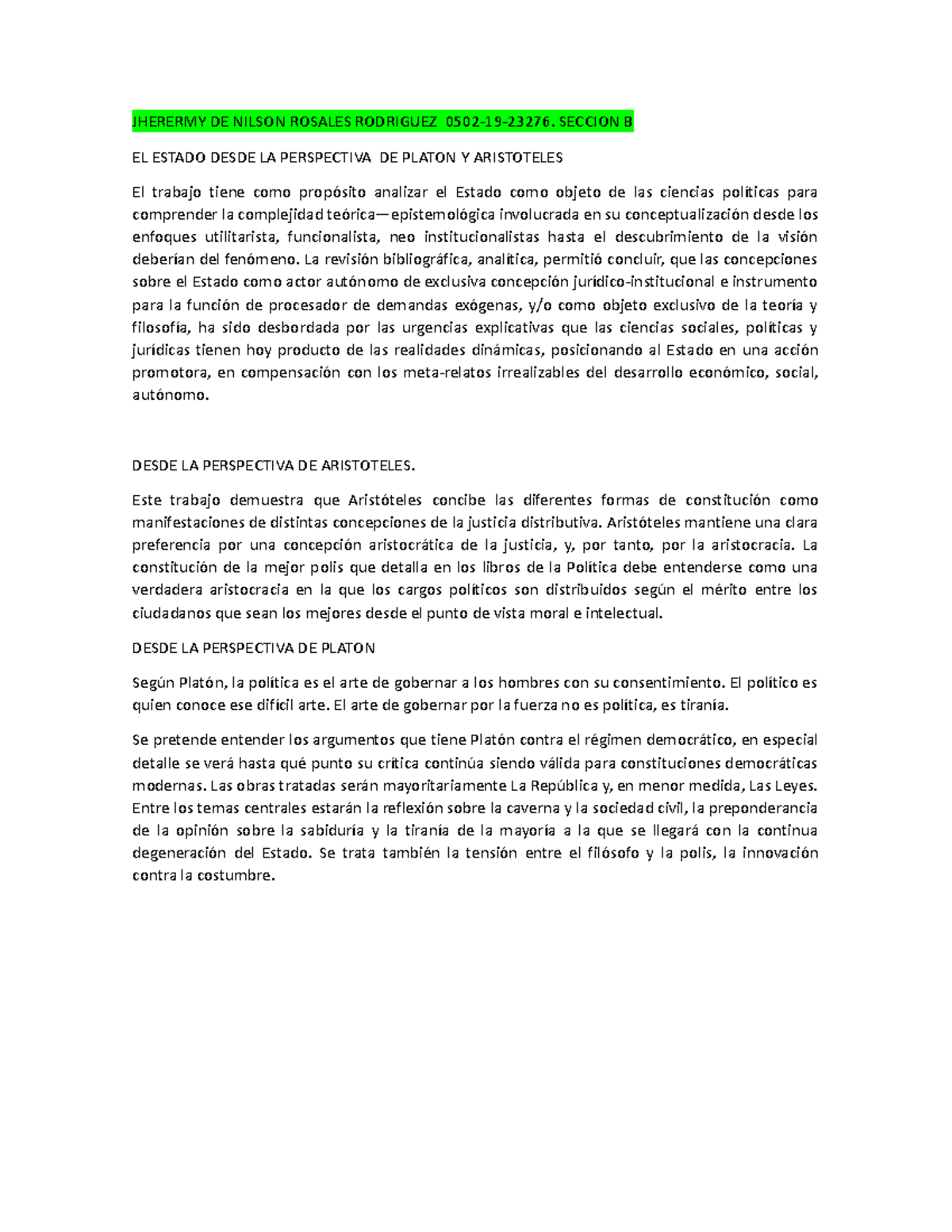Democracia Platon Y Aristoteles - JHERERMY DE NILSON ROSALES RODRIGUEZ ...