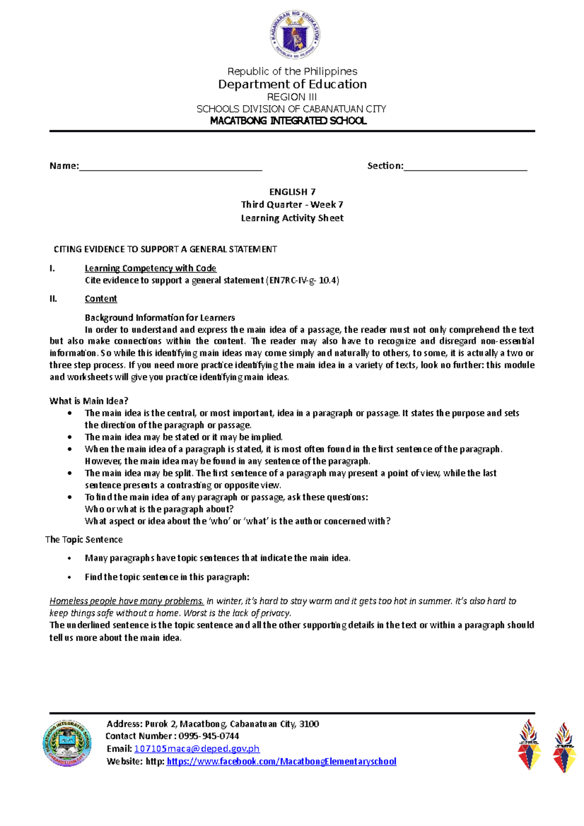 LAS- Week 7 - LAS - Department of Education REGION III SCHOOLS DIVISION ...