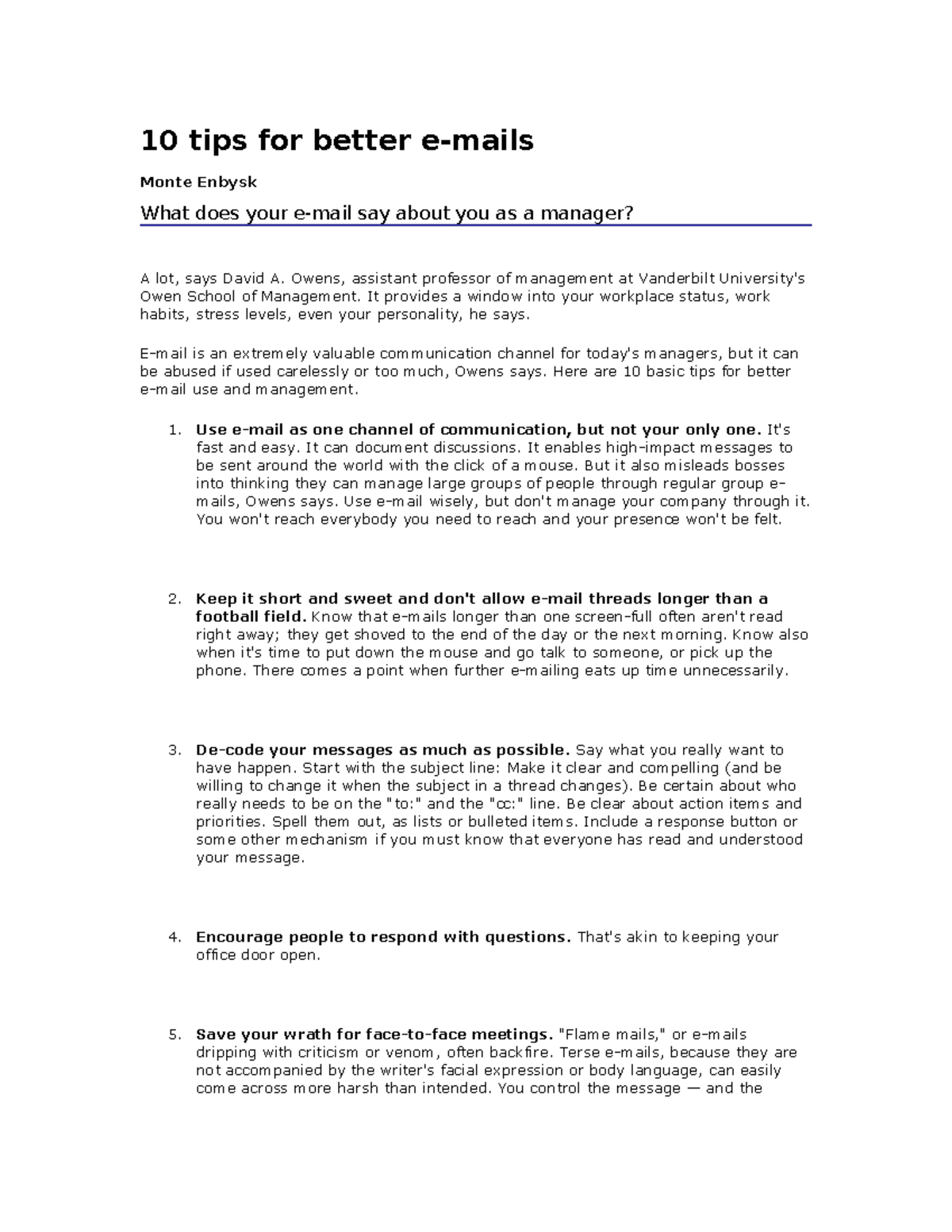 Concise and effective email communication - 10 tips for better e-mails ...