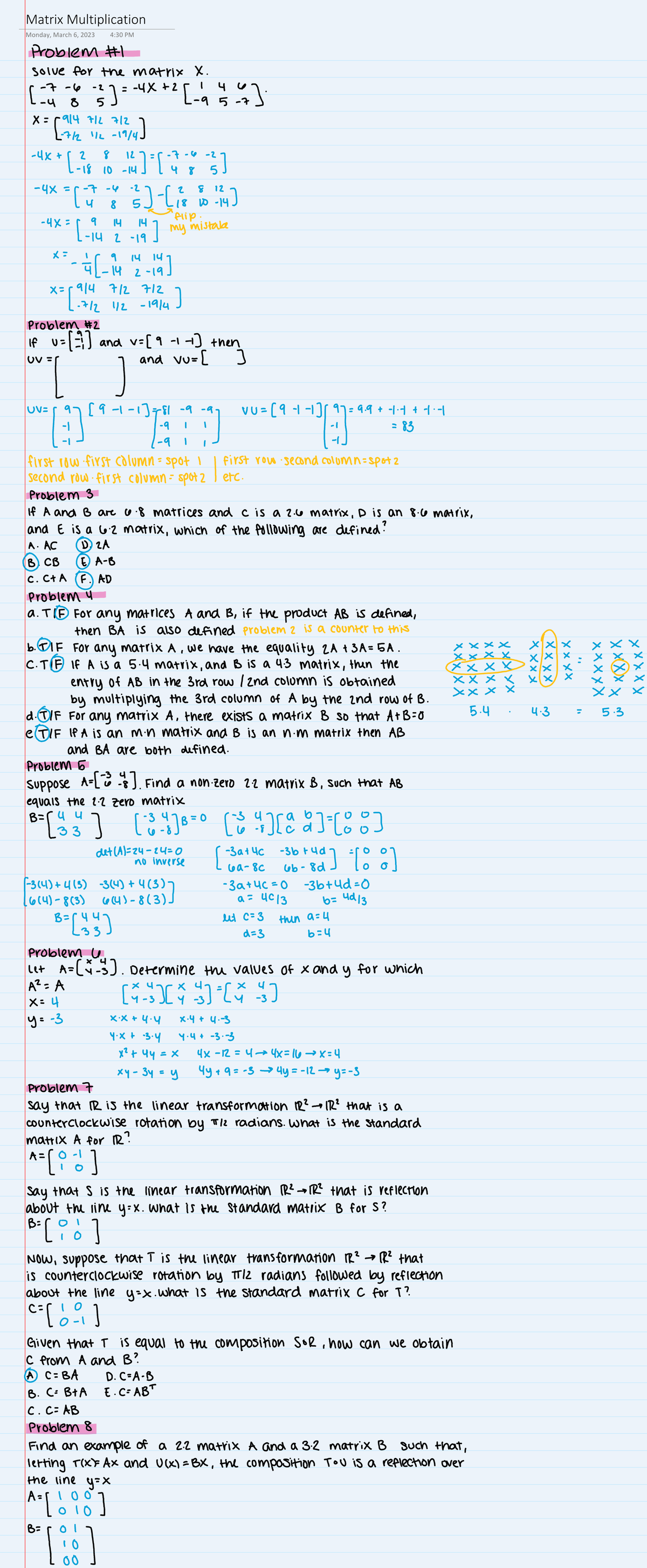 Matrix Multiplication hw - MATH 1553 - Georgia Tech - Studocu