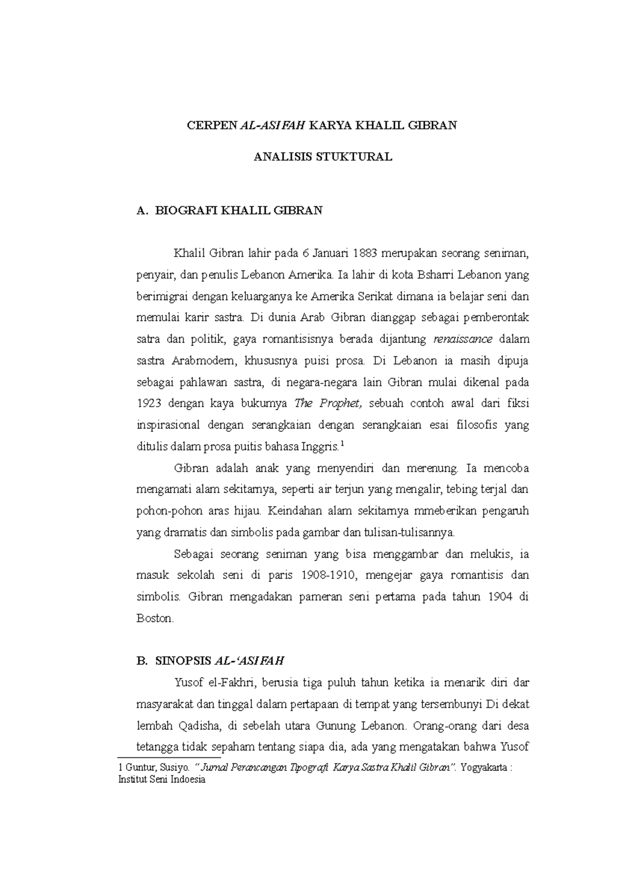 Analisis Stuktural AL- Asifah Karya Khalil Gibran - CERPEN AL-ASIFAH ...
