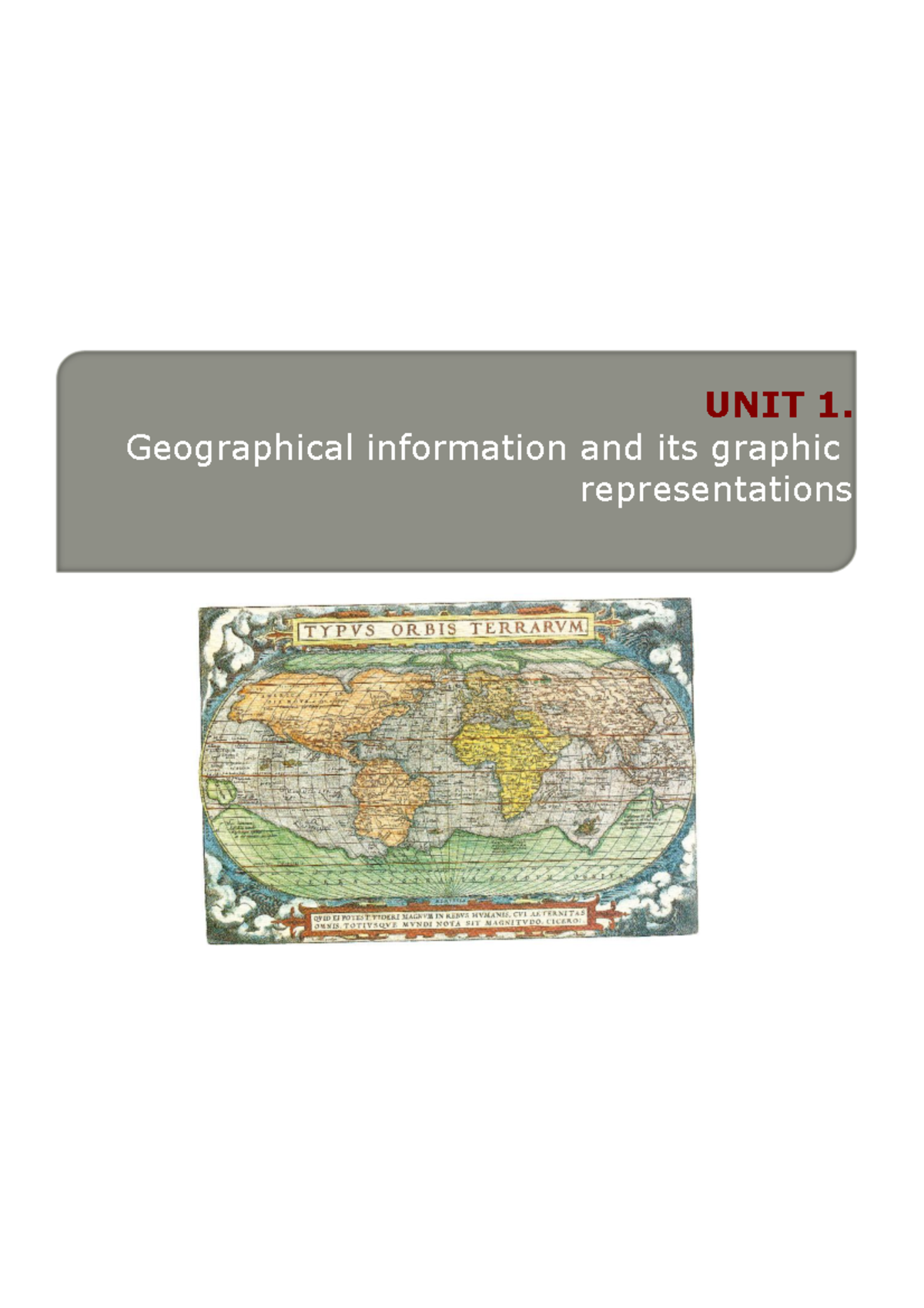 Unit 1 Scheme - esquema - UNIT 1. Geographical information and its graphic representations - Studocu