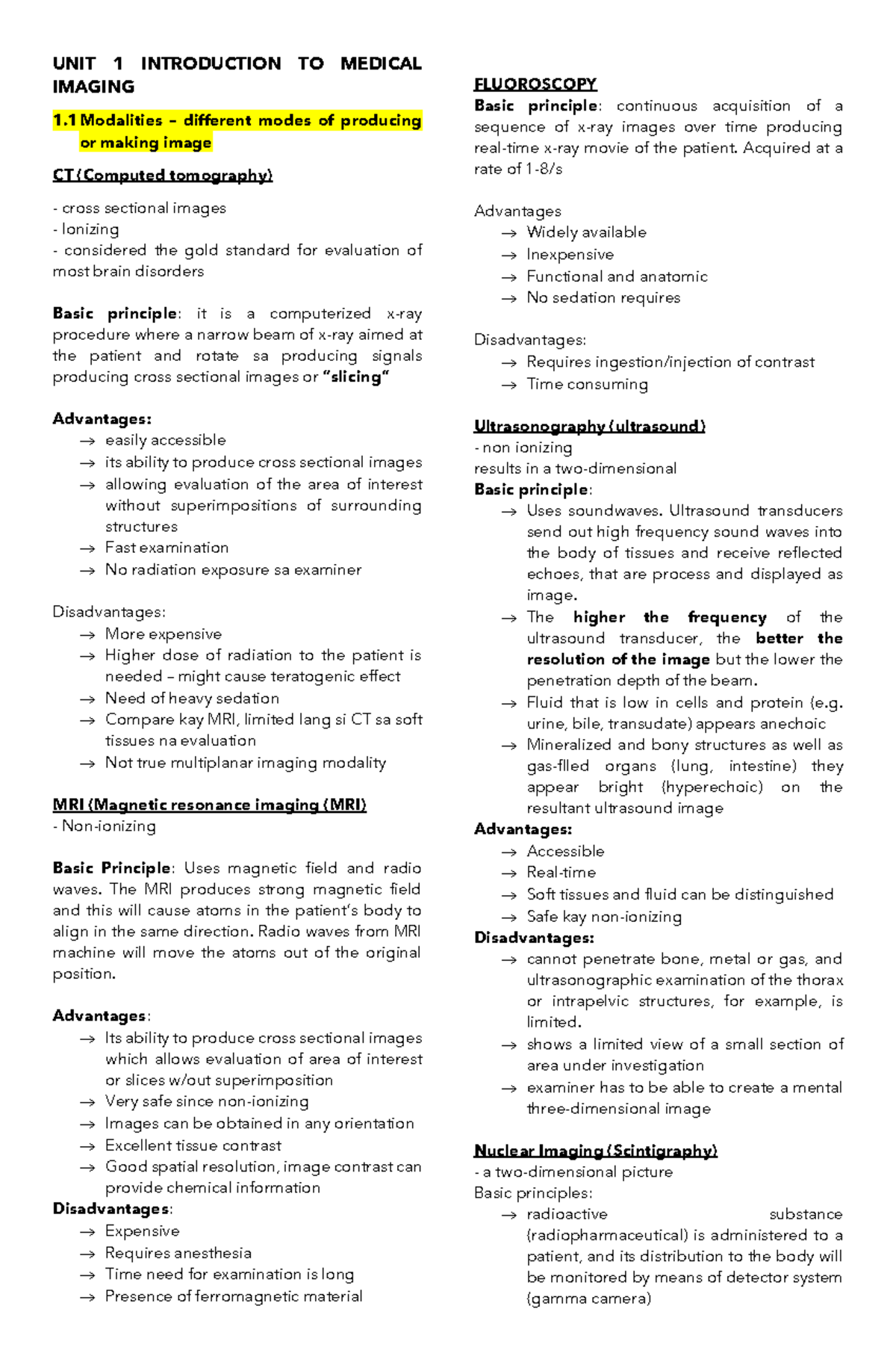 VETERINARY DIAGNOSTIC IMAGING NOTES - UNIT 1 INTRODUCTION TO MEDICAL ...