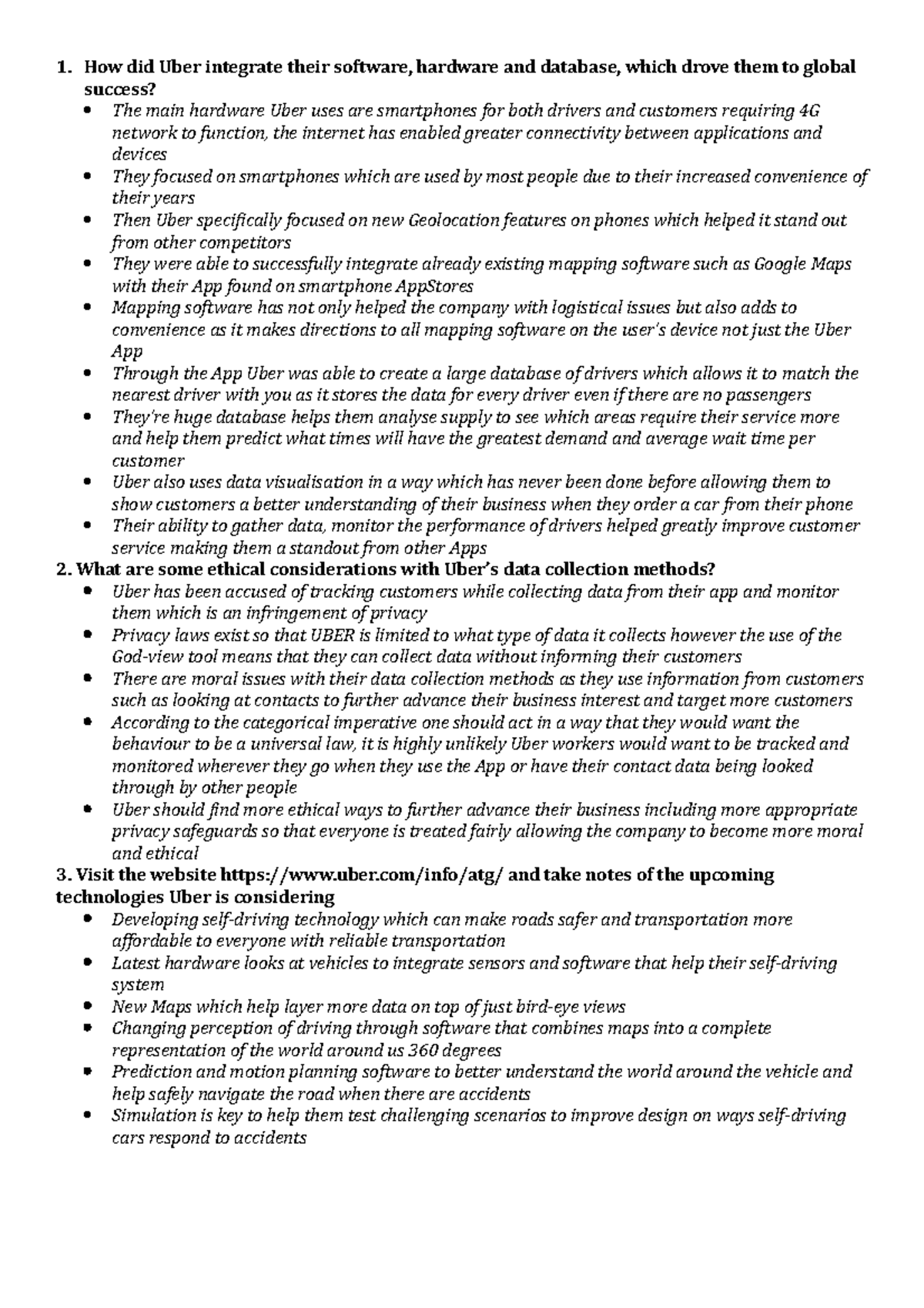 INFS Week 3 Homework Hand in for Tutorial - 1. How did Uber integrate ...