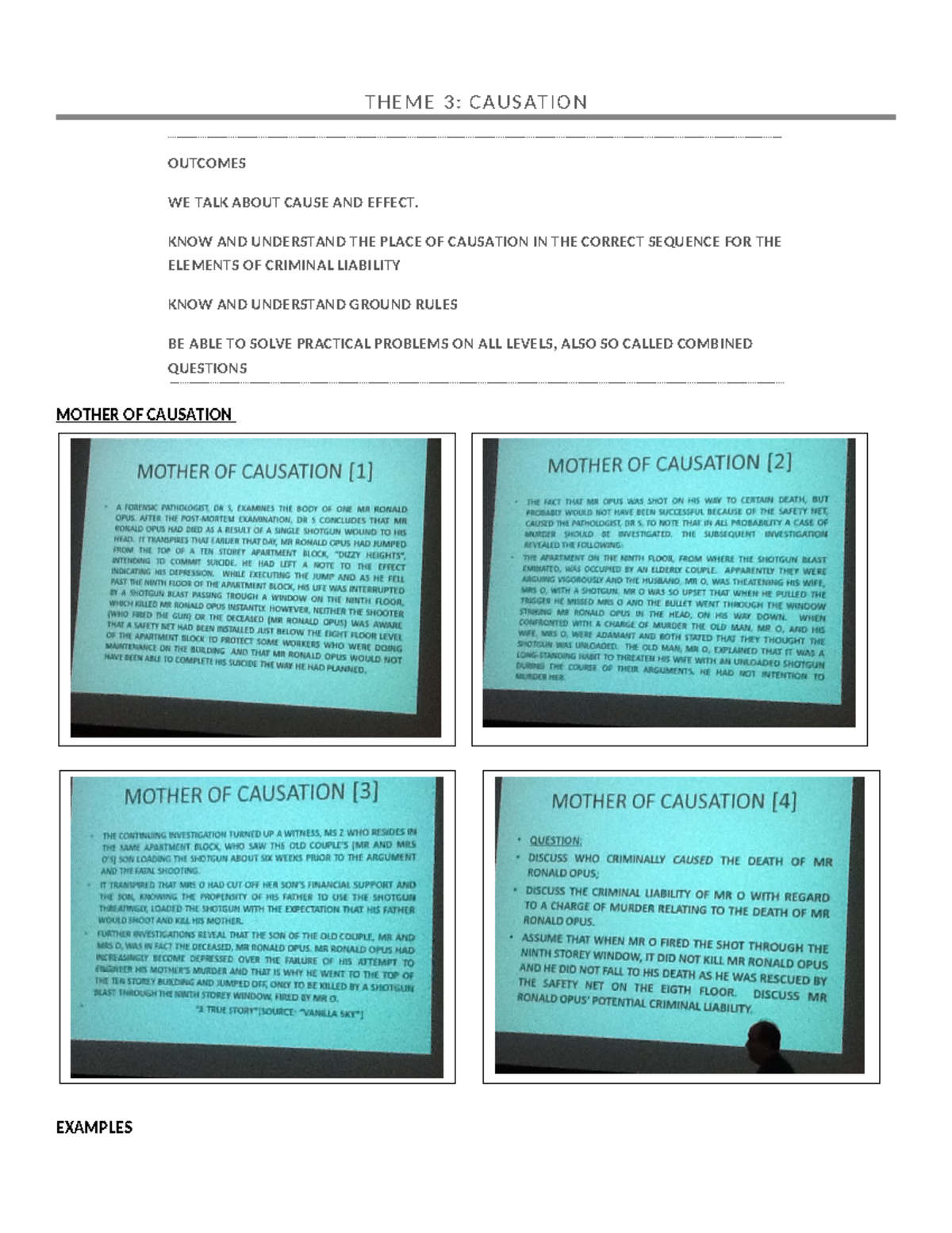 Theme 5 - Causation - note - THEME 3: CAUSATION OUTCOMES WE TALK ABOUT ...