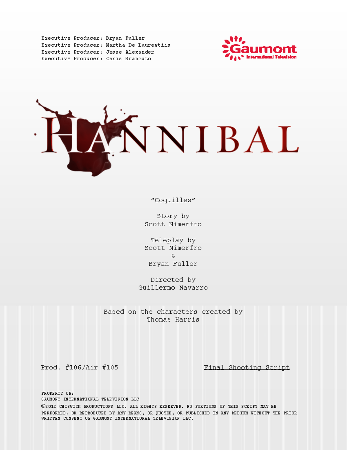 Ep-105-Coquilles - Hannibal Season 1, Episode 5 'Coquilles' - “Coquilles” Story by Scott ...