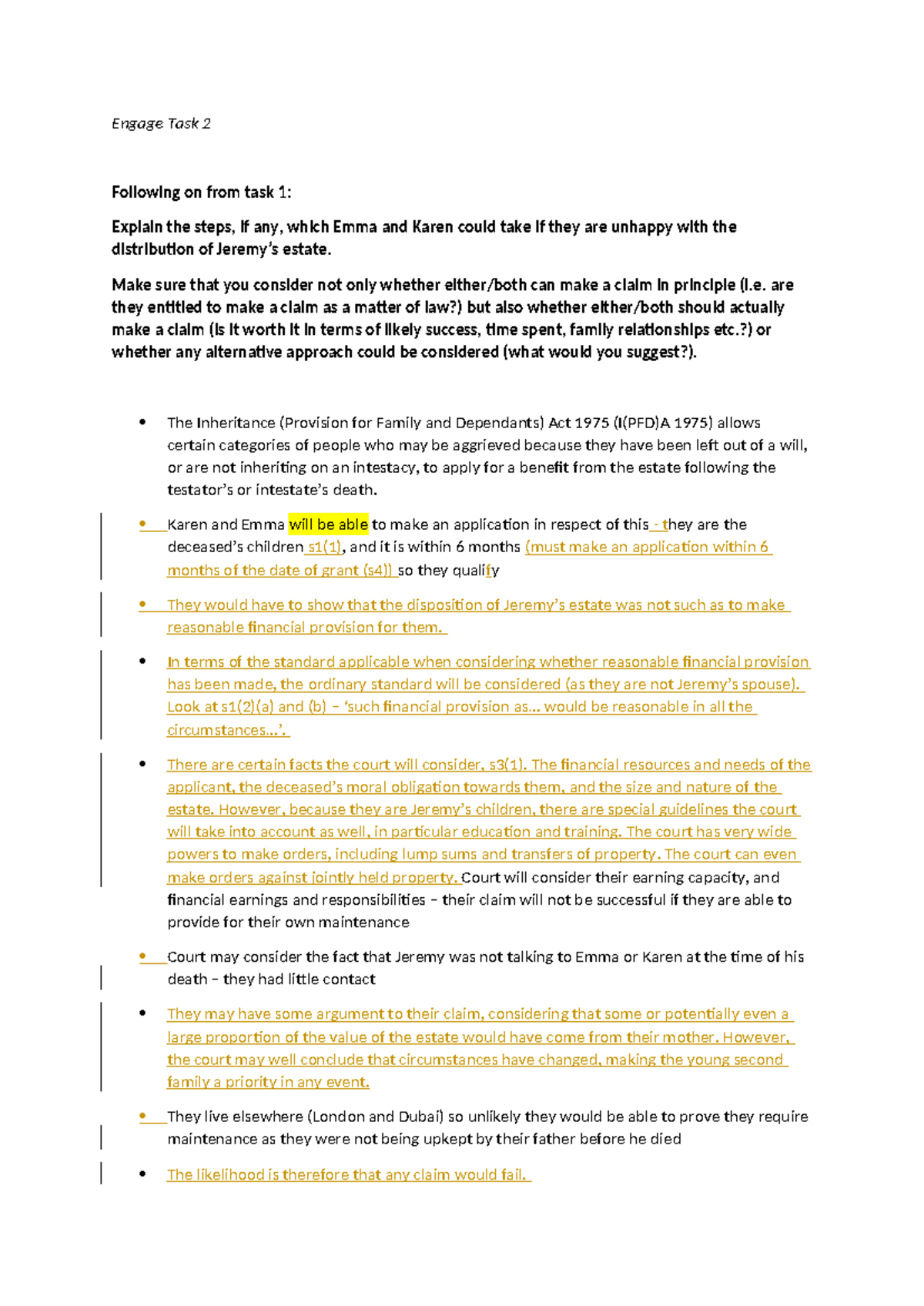 Engage Task 2 - Task - Engage Task 2 Following on from task 1: Explain ...