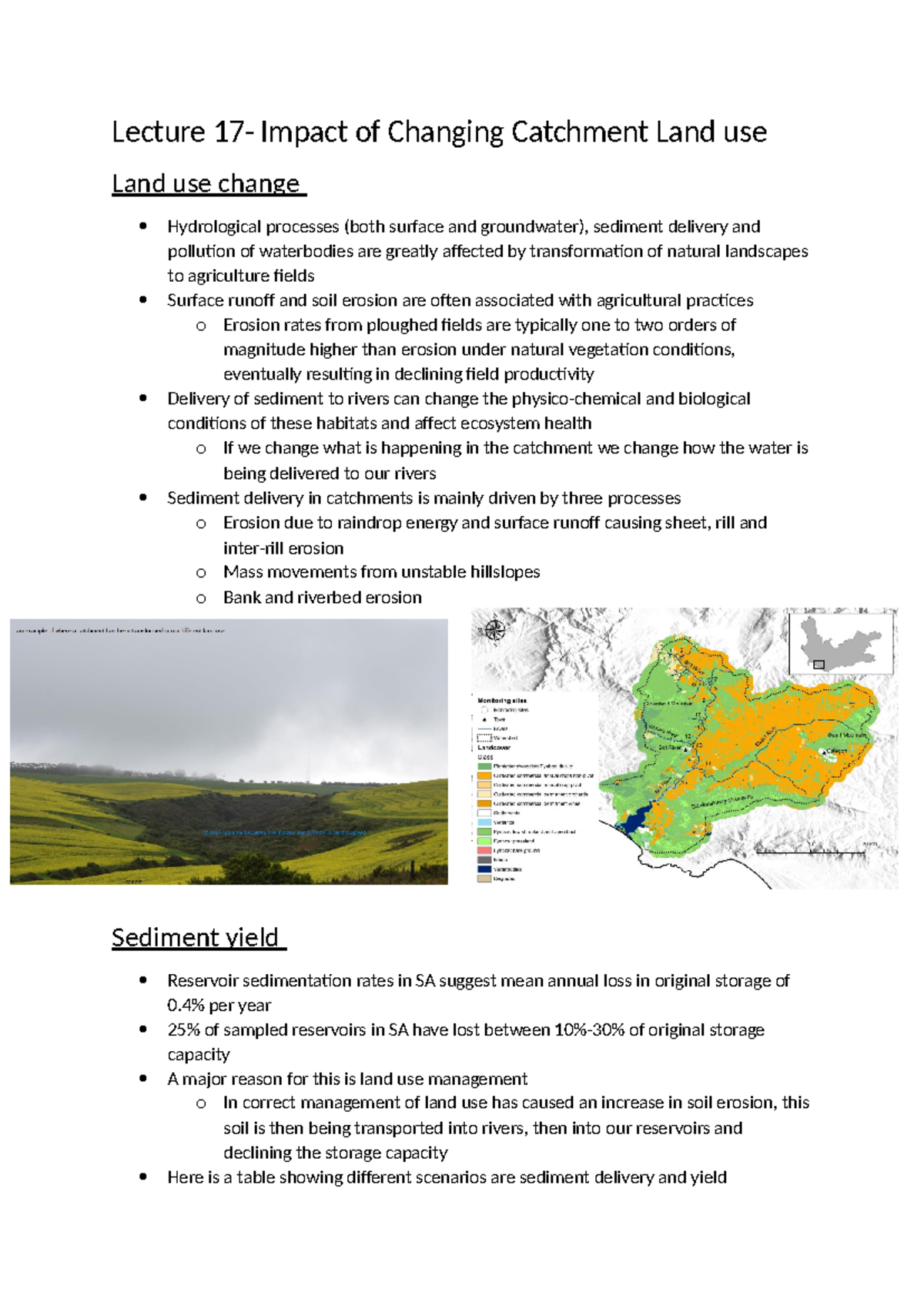 Lecture 17 - Notes on land use changes - Lecture 17- Impact of Changing ...