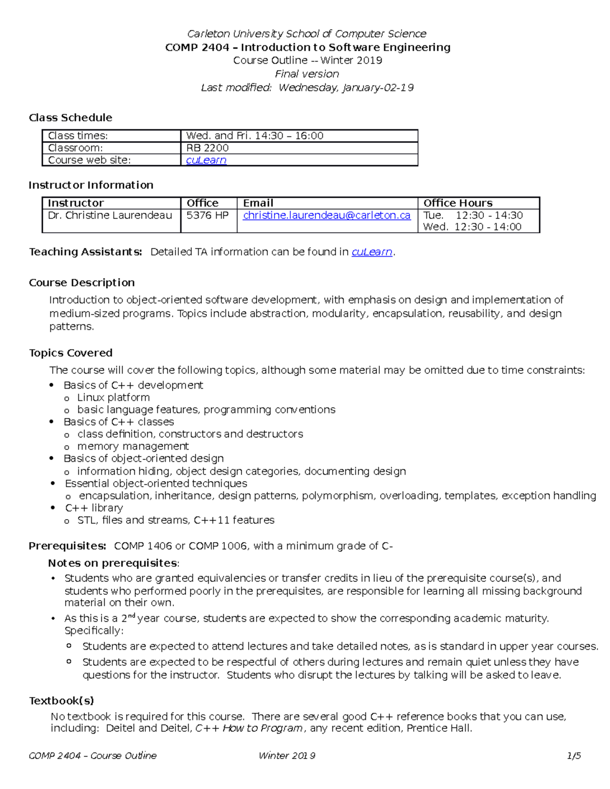 comp 2404 syllabus - Carleton University School of Computer Science ...