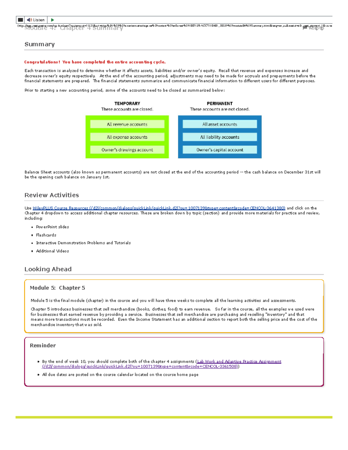Chapter 4 Summary - 23F -Accounting Fundamentals 1 (SEC. 401) - Module ...