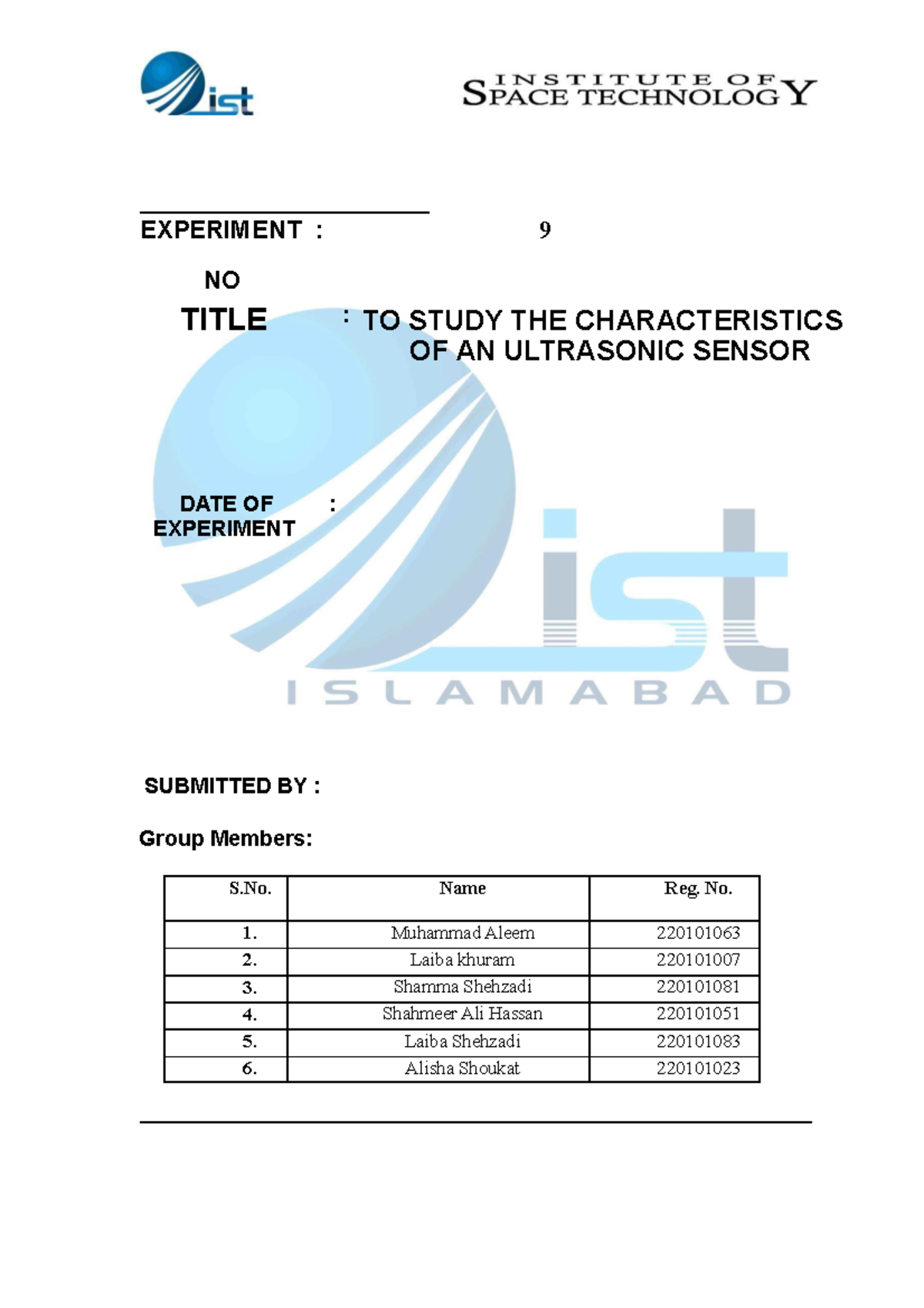 Instrumentation lab 5 - TO STUDY THE CHARACTERISTICS OF AN ULTRASONIC ...