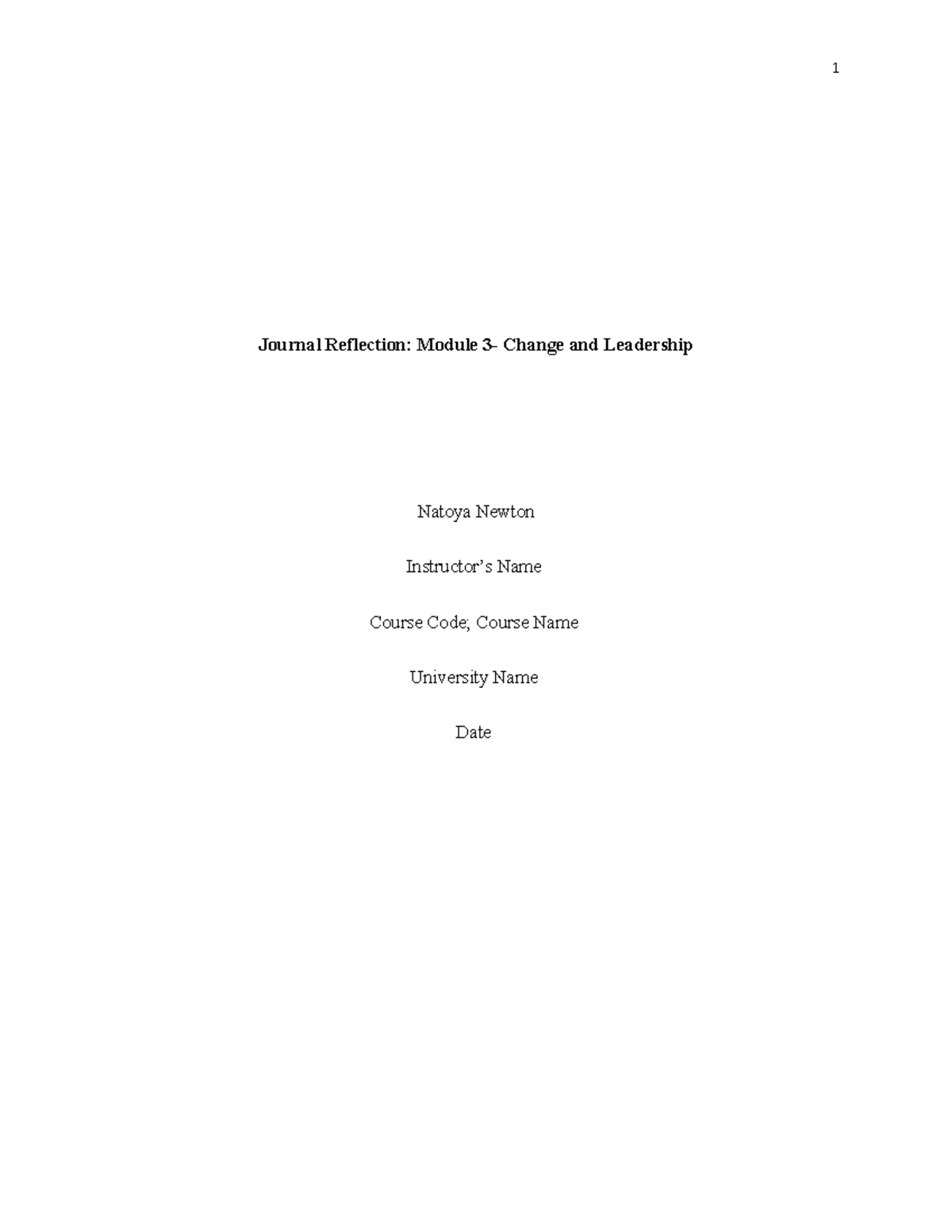 Reflective journal change Management - Journal Reflection: Module 3 ...