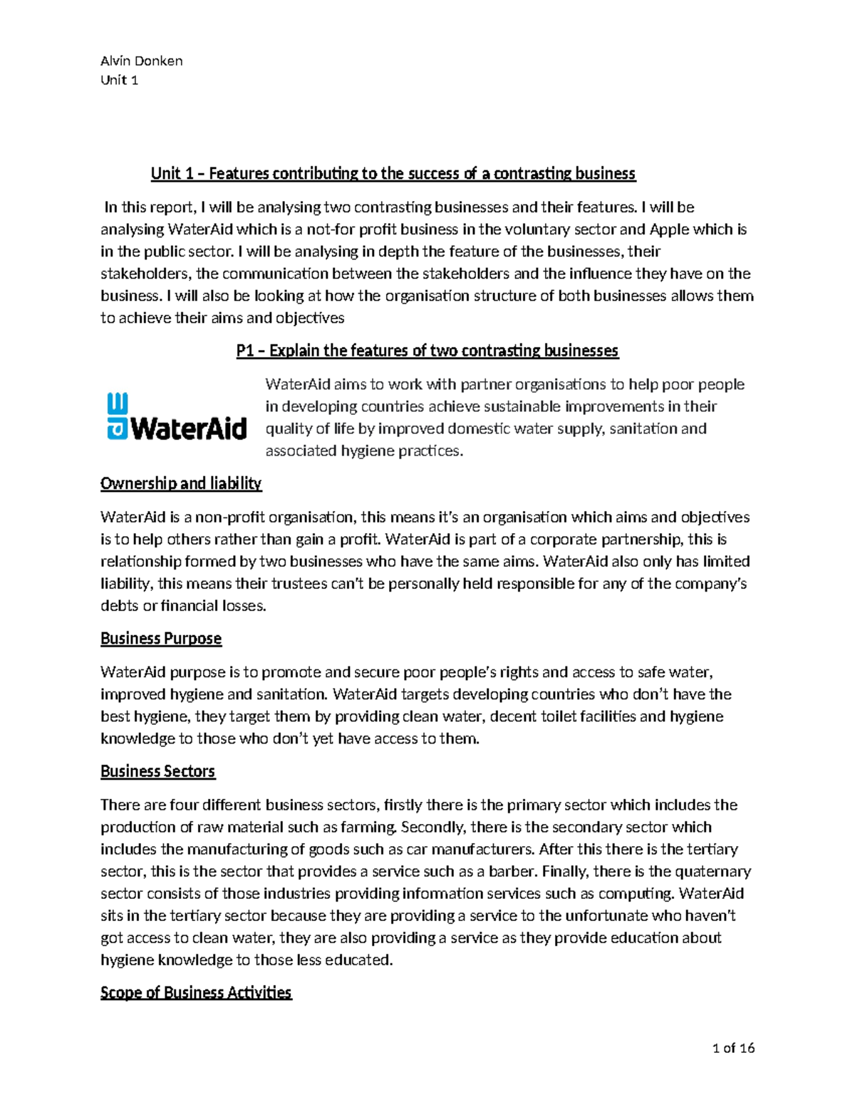 Alvin Assignment Document - Unit 1 Unit 1 – Features contributing to ...