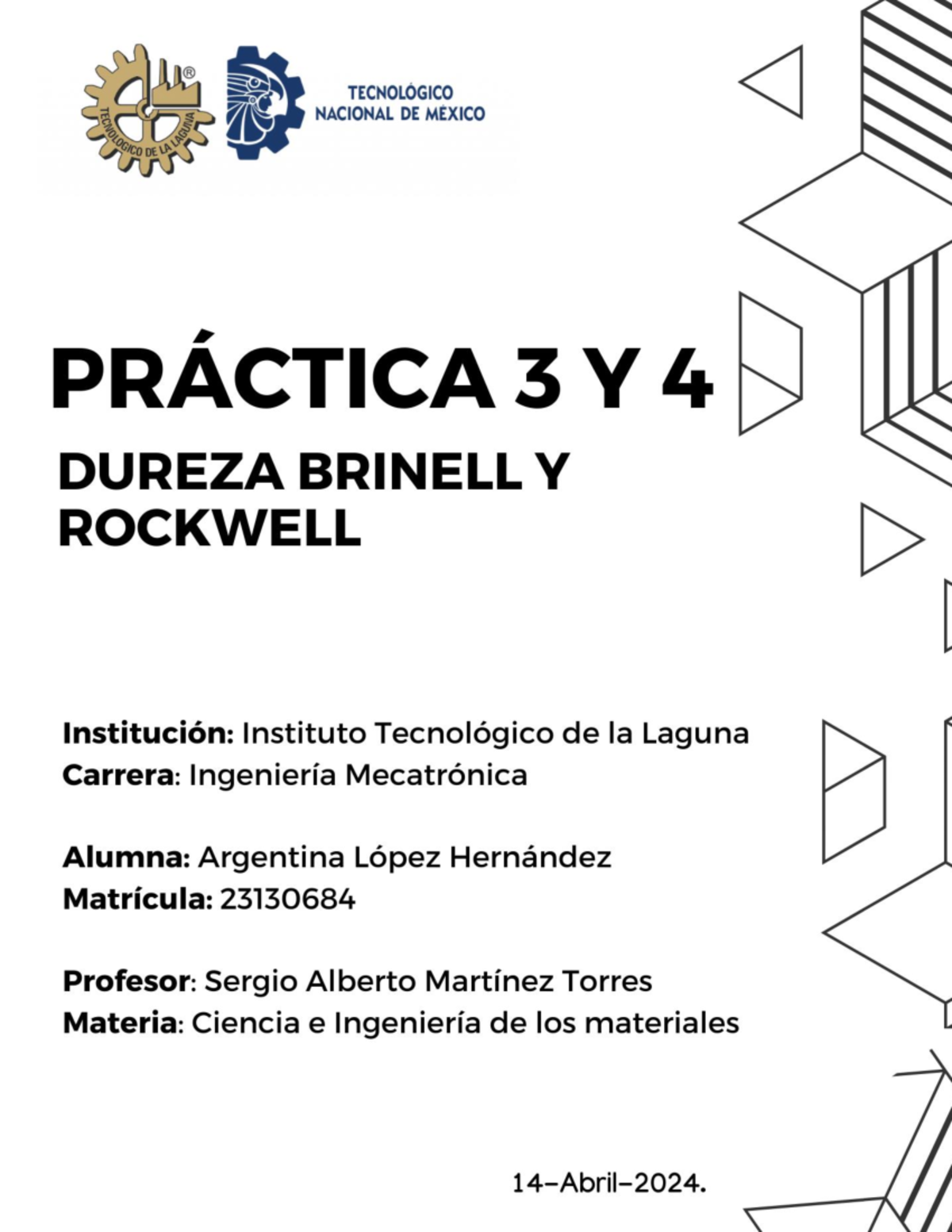Practica 3 y 4 - sergio - Dureza Brinell 1. OBJETIVO El objetivo es determinar la dureza Brinell ...